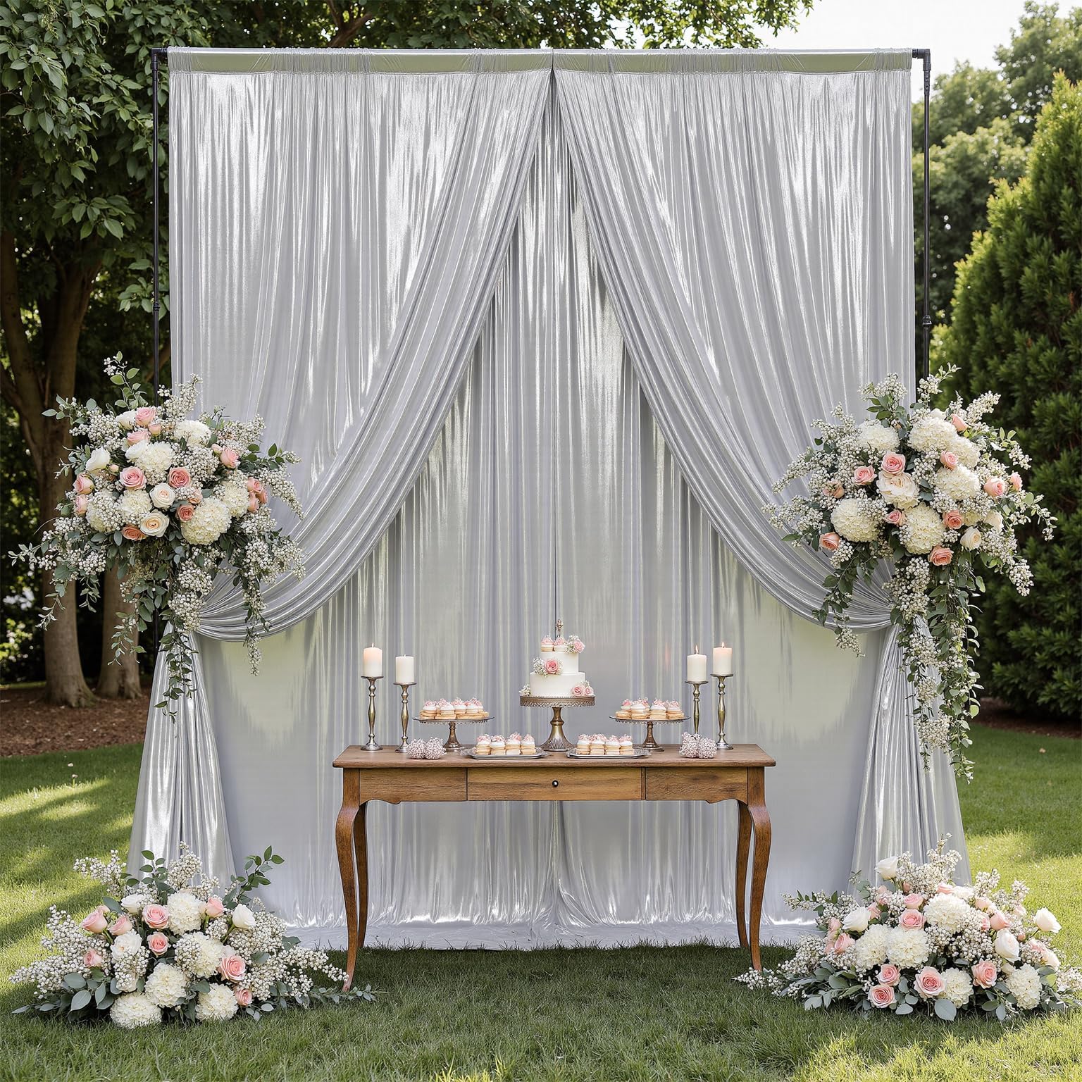 Amazon.com : 10ftx10ft Sequin Silver Backdrop Curtain for Parties ...