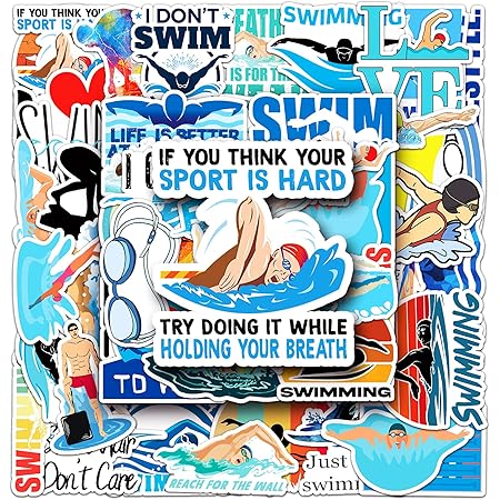 Amazon.com: 100 PCS Swimming Stickers,Suitable for Swimmers,Swim Vinyl ...