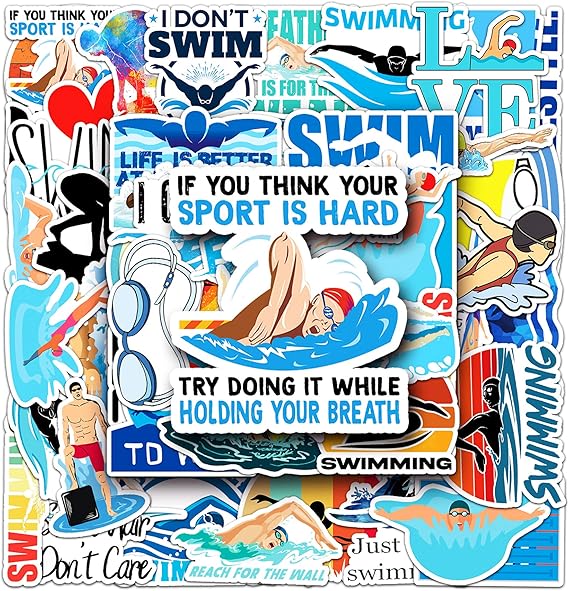 Amazon.com: Swimming Stickers (50pcs) Kids Stickers for Water Bottle ...
