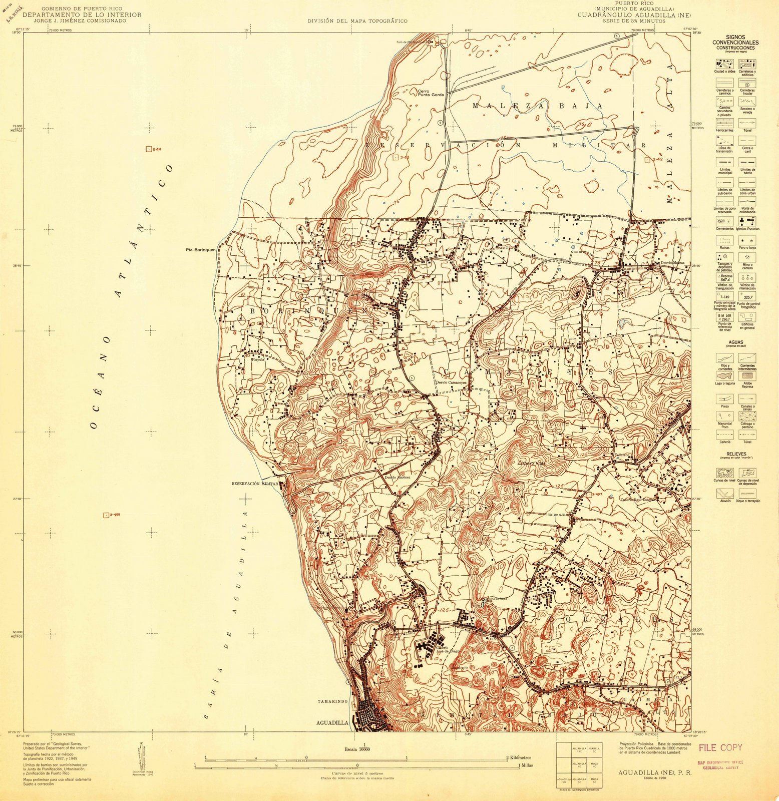 Mapa Topografico De Puerto Rico Puerto Rico Historical Vintage Map