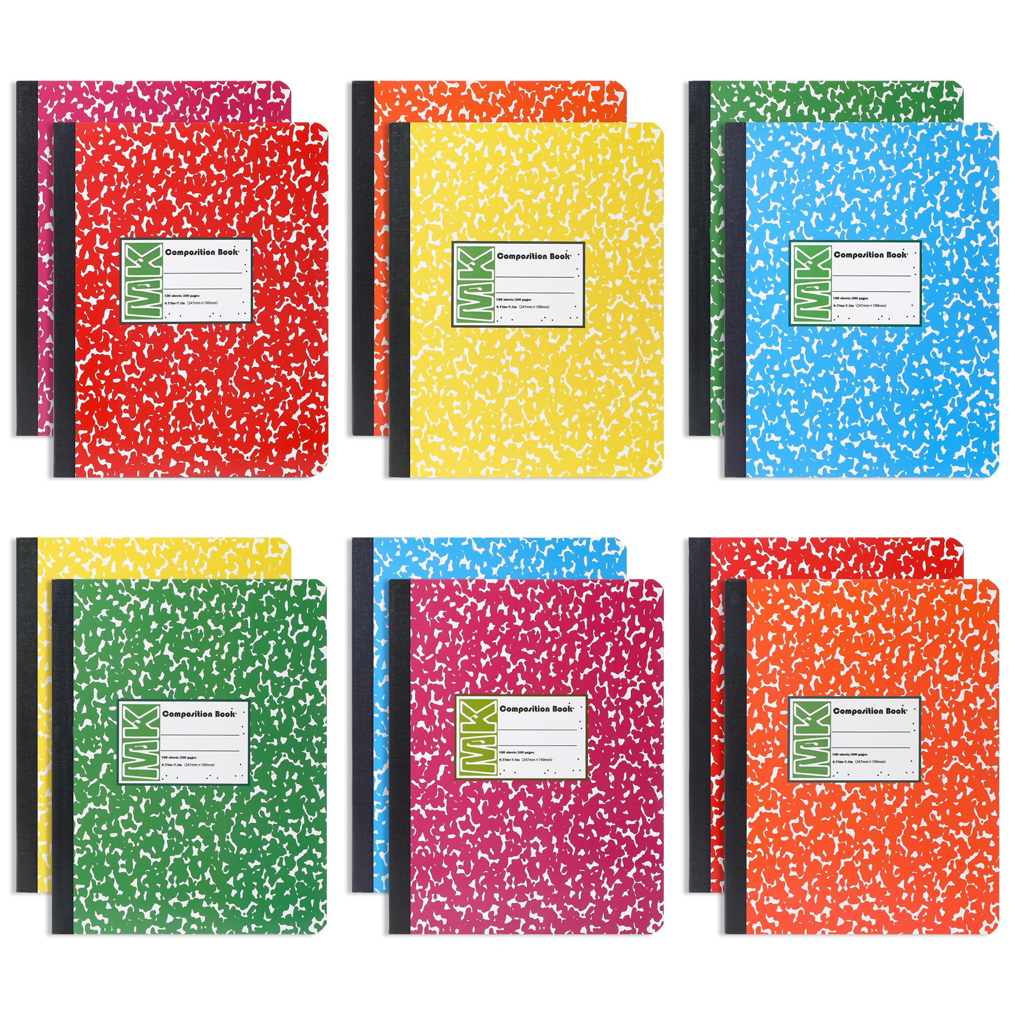 12 Pack Composition Notebook Bulk,Wide Ruled Comp Book for Work,9-3/4 x ...