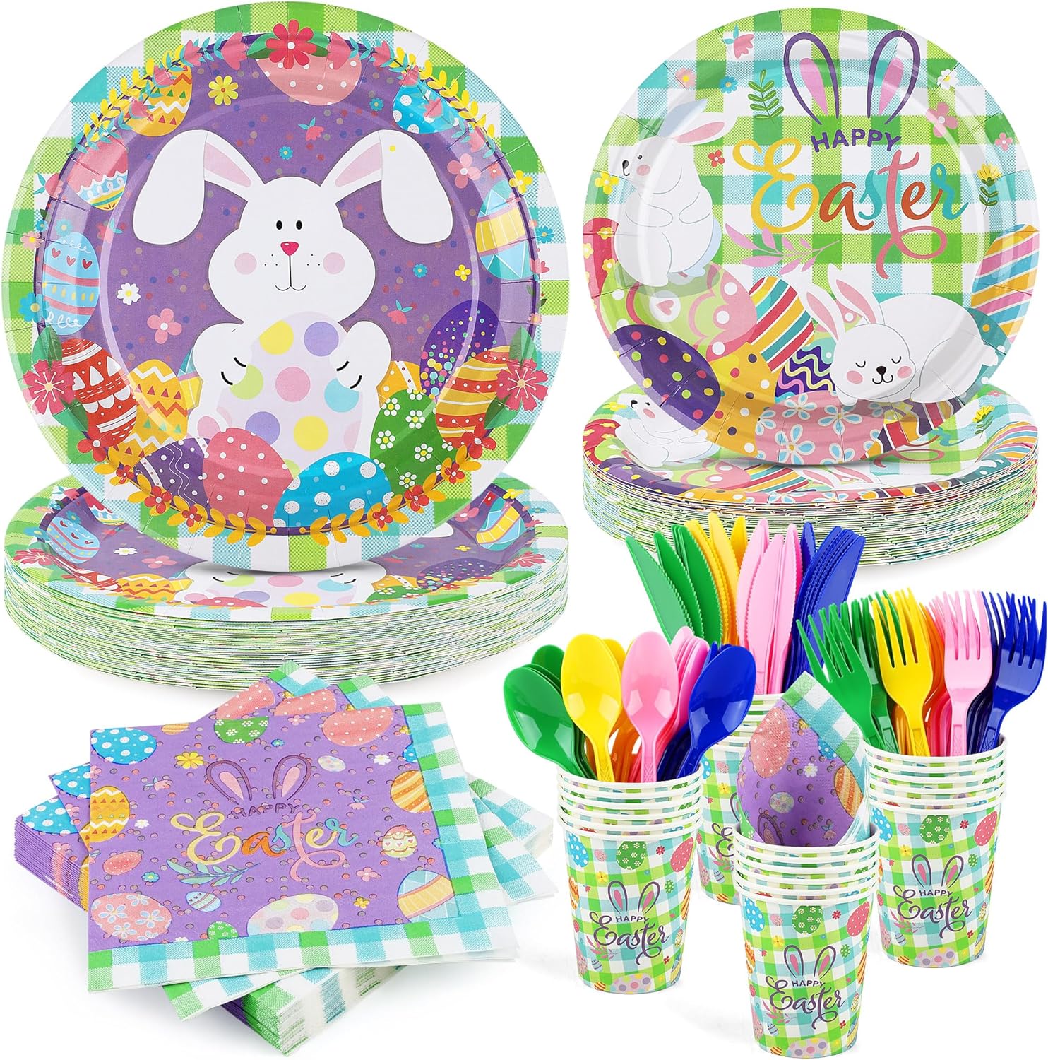 Amazon.com: durony 168 Pcs Easter Party Supplies Colorful Bunny Eggs ...