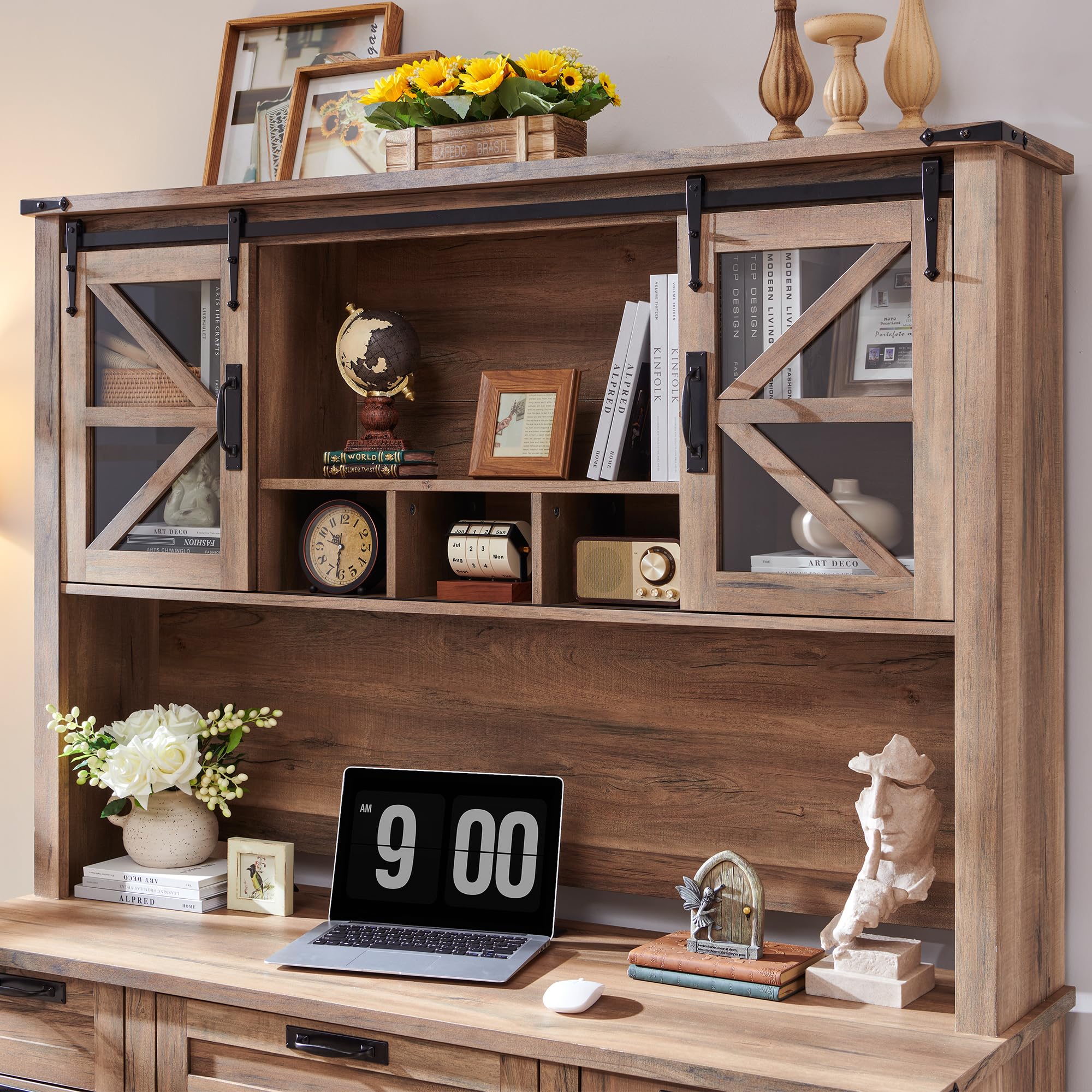 Amazon.com: RedLemon 42" Farmhouse Desk Hutch with Sliding Barn Door ...