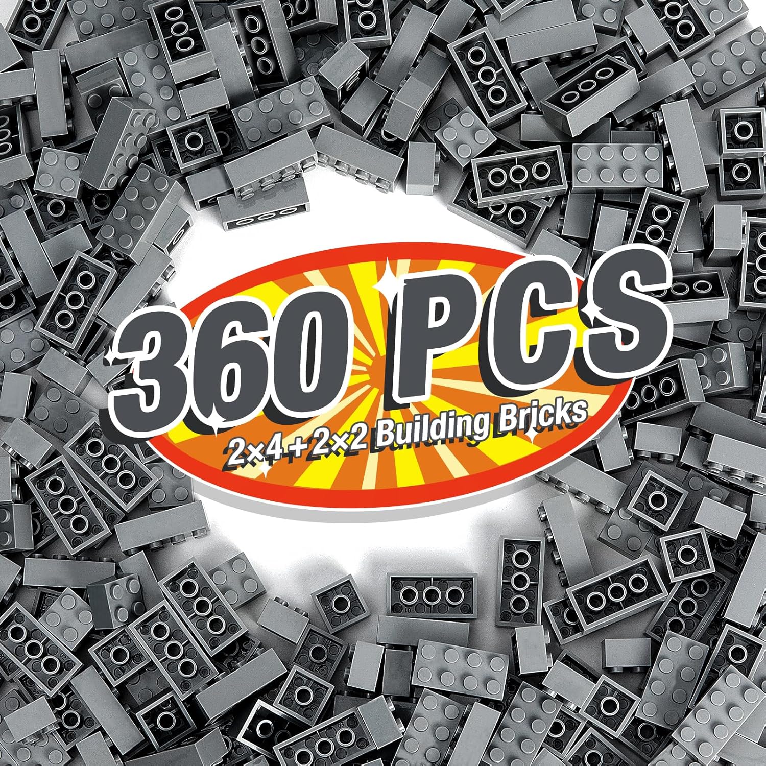 Amazon.com: MANNIDOO 360 Pieces Building Bricks, Classic Basic Flats ...