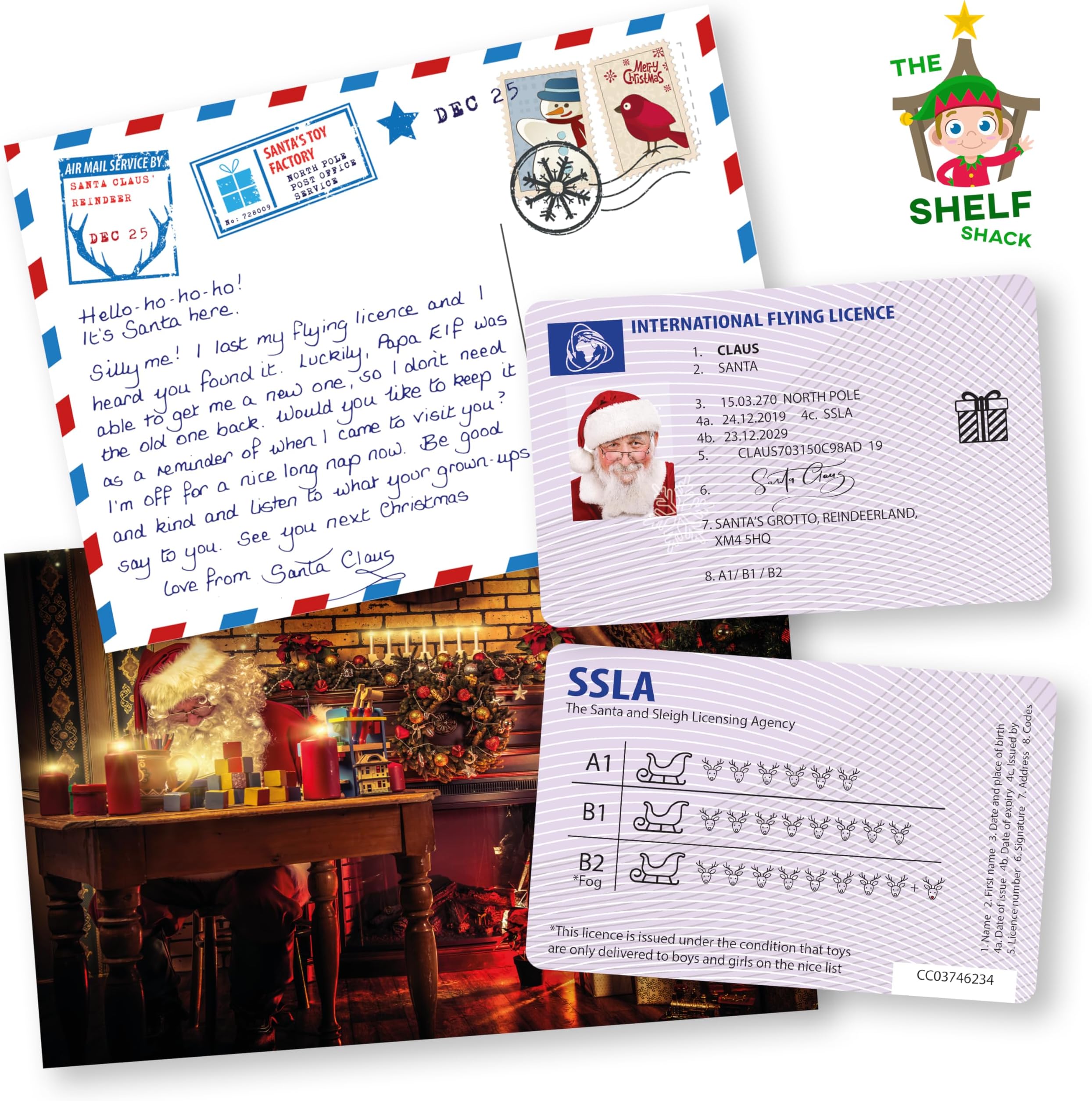 Original Santa Claus Lost Flying Licence + Postcard From Santa ...