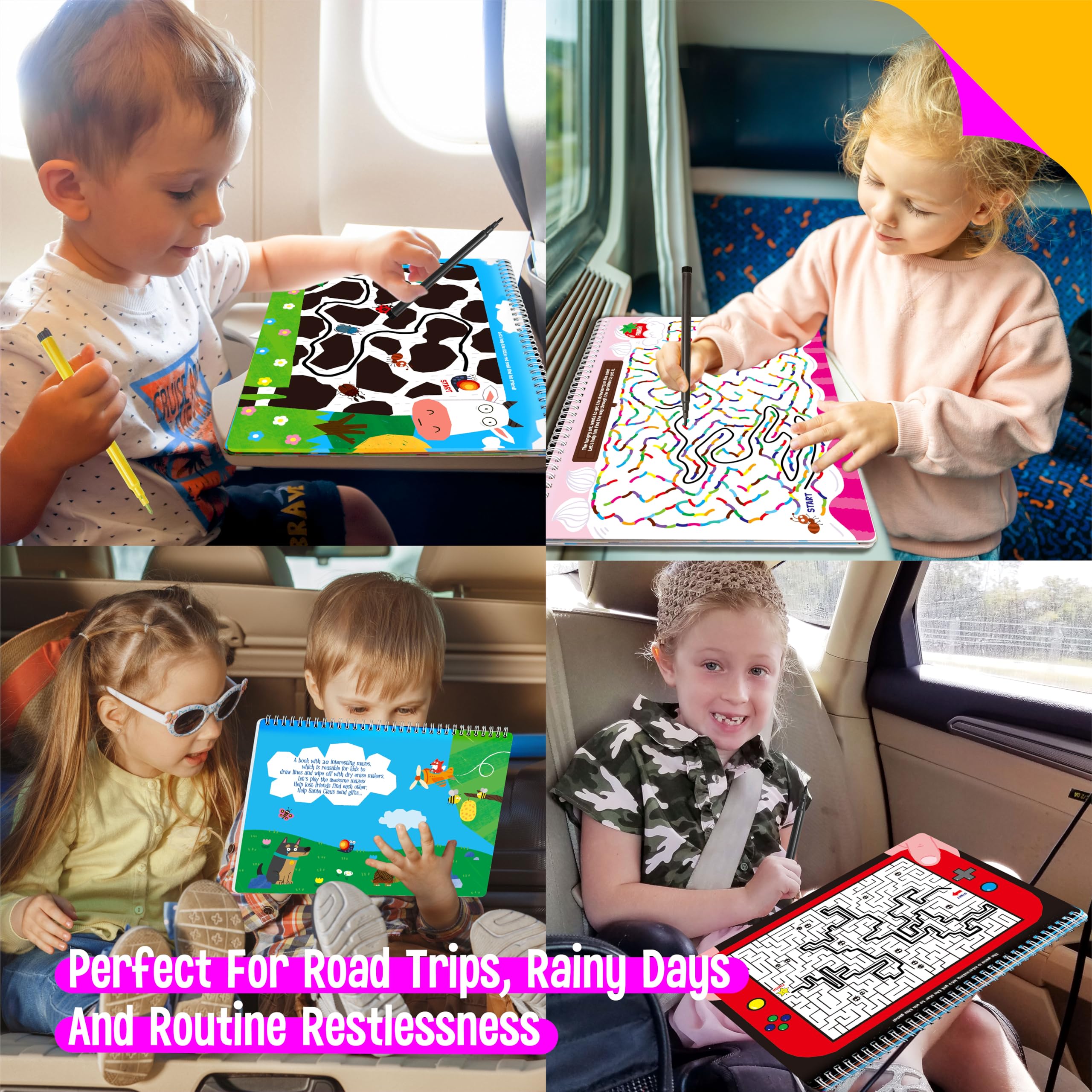 Snapklik.com : Dry Erase Mazes Game Pad, 30 Mazes Reusable & Erasable ...