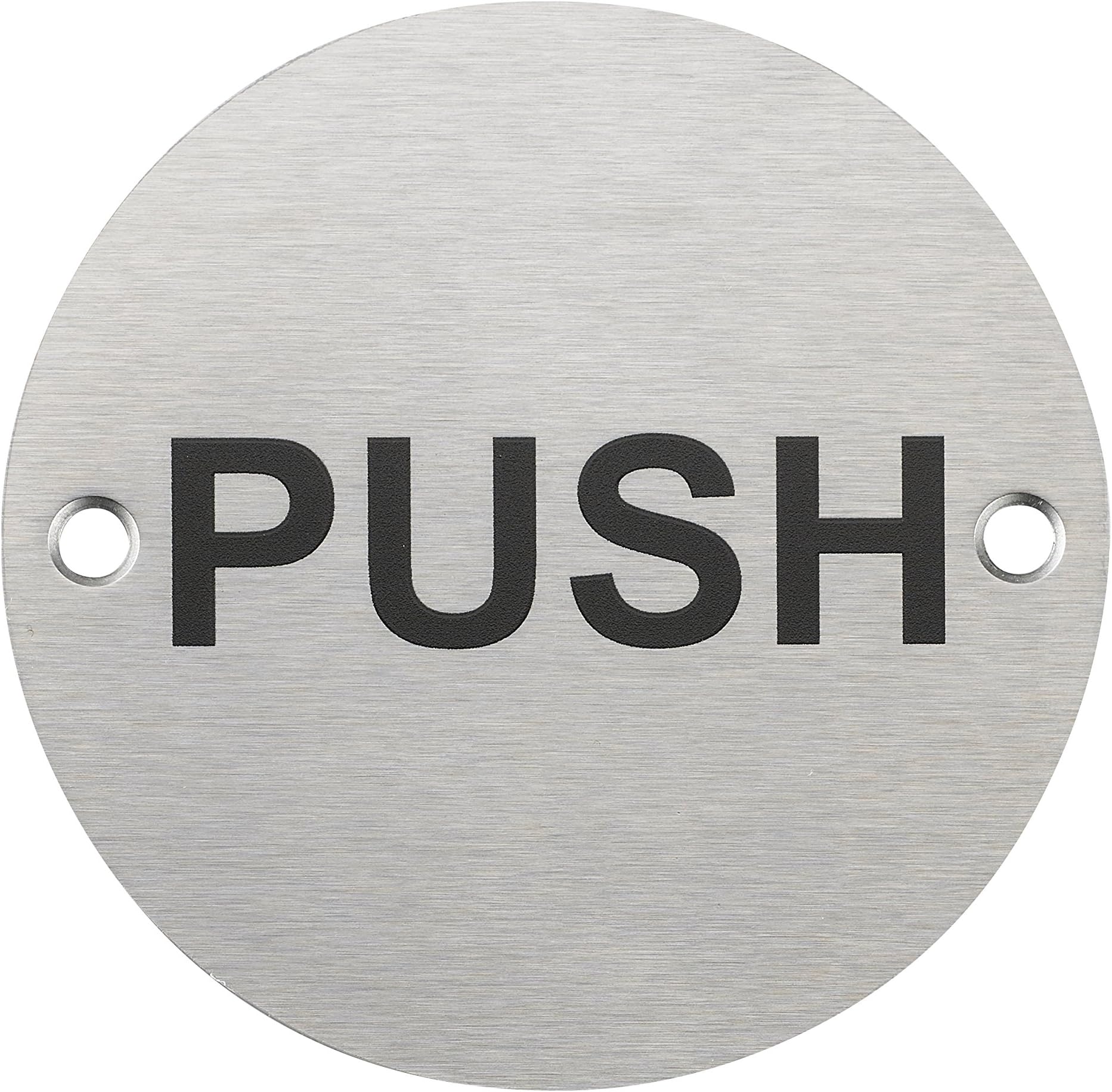 Fire Door Guru® Push Door Sign - 76mm Disc - Stainless Steel Safety ...