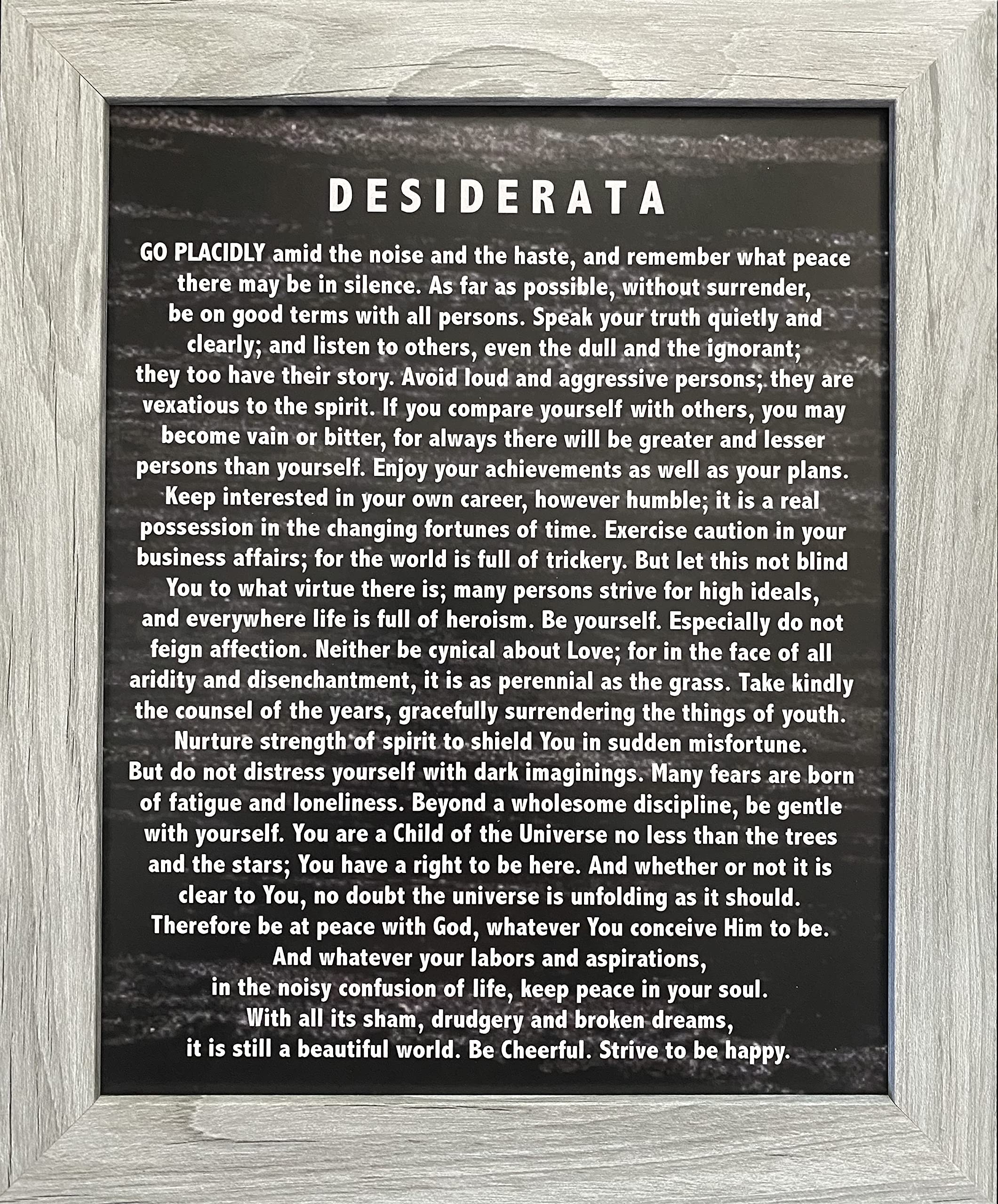 Framed Motivational Poster Desiderata Poem Written By Max Ehrmann 10x12 ...