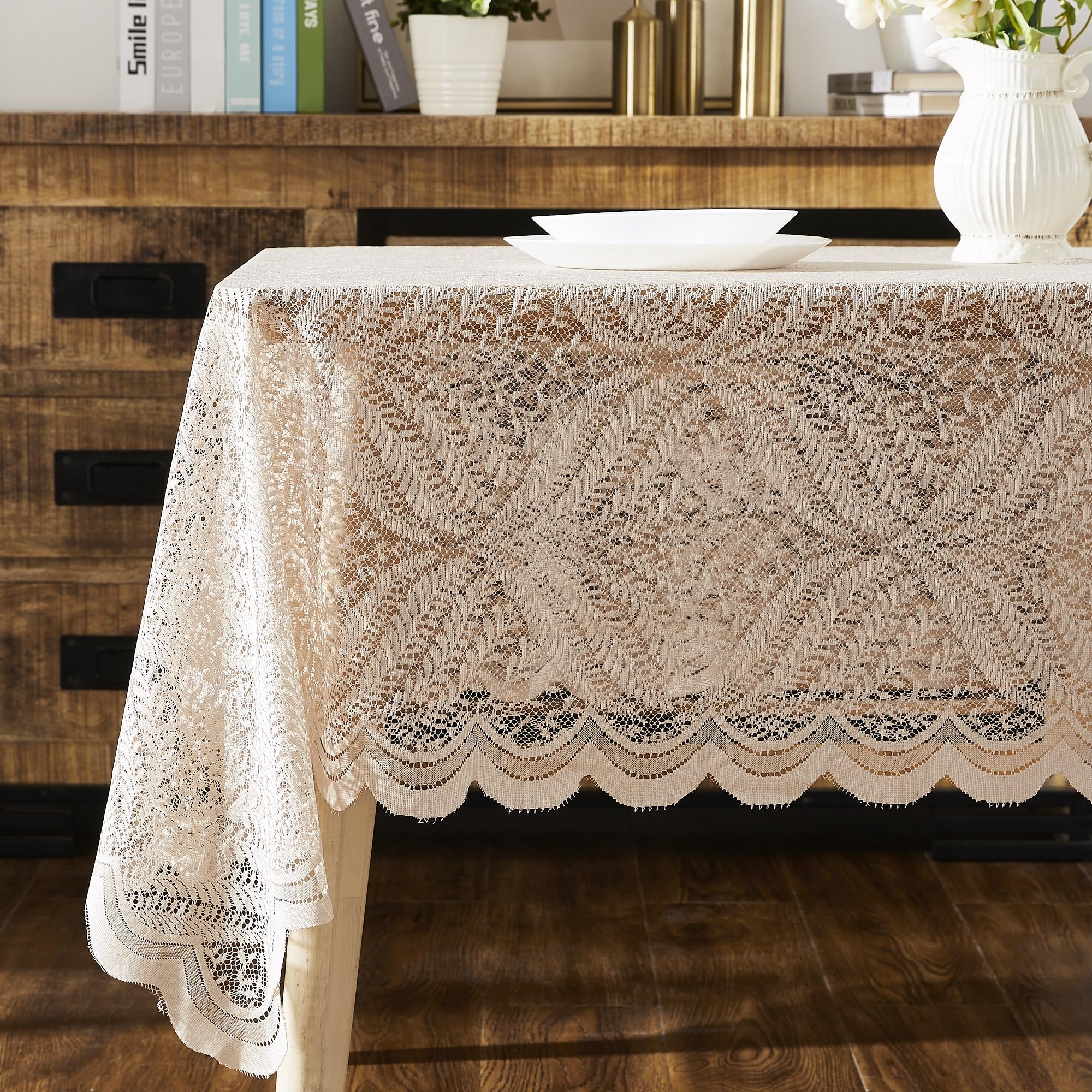 Warm Home Designs Linen Gold Lace Tablecloth. Rectangular Tablecloth ...