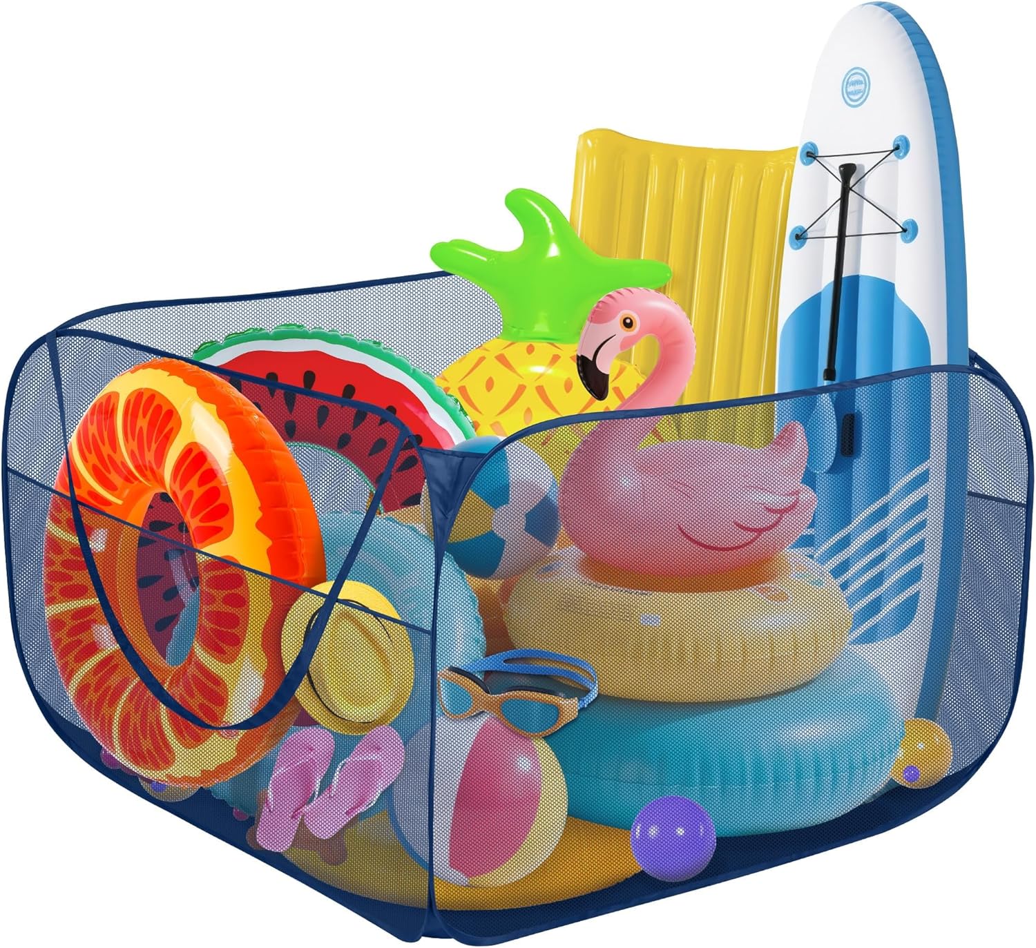 Amazon.com: Hahood Pop-up Pool Toy Storage Bin 47 x 47 x 31 Inch Mesh ...