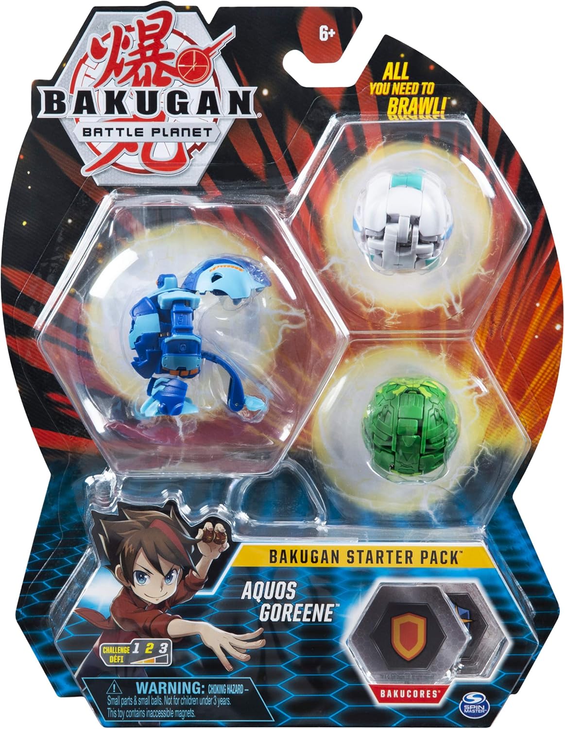 Amazon.com: Bakugan Starter Pack 3-Pack, Aquos Goreene, Collectible ...