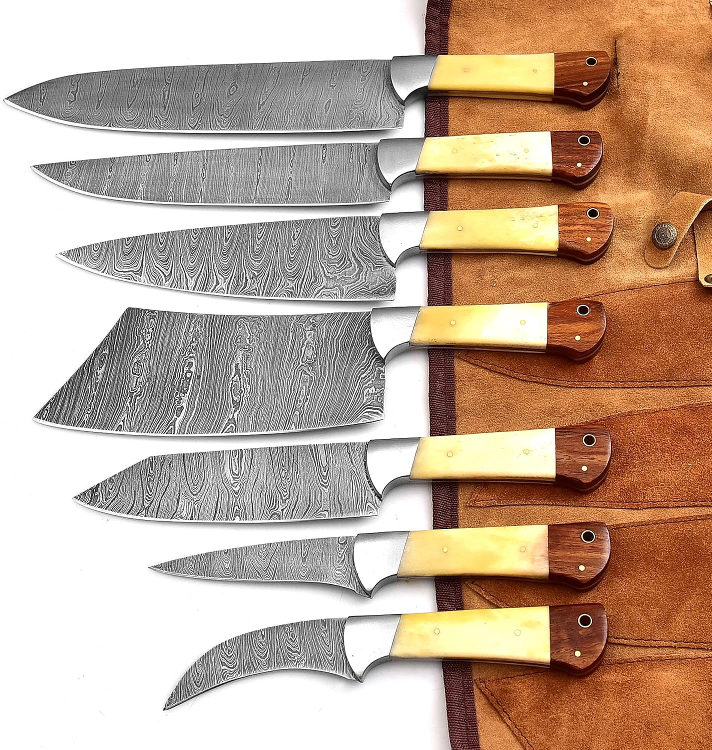 Amazon.com: Professional Handmade Damascus Kitchen Chef Knife Set with ...