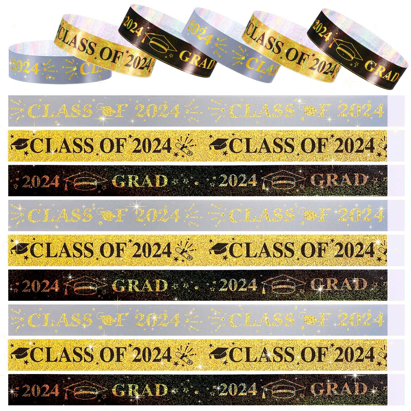 600 Pcs Class of 2024 Graduation Plastic Wristbands 2024 Congrats Grad ...