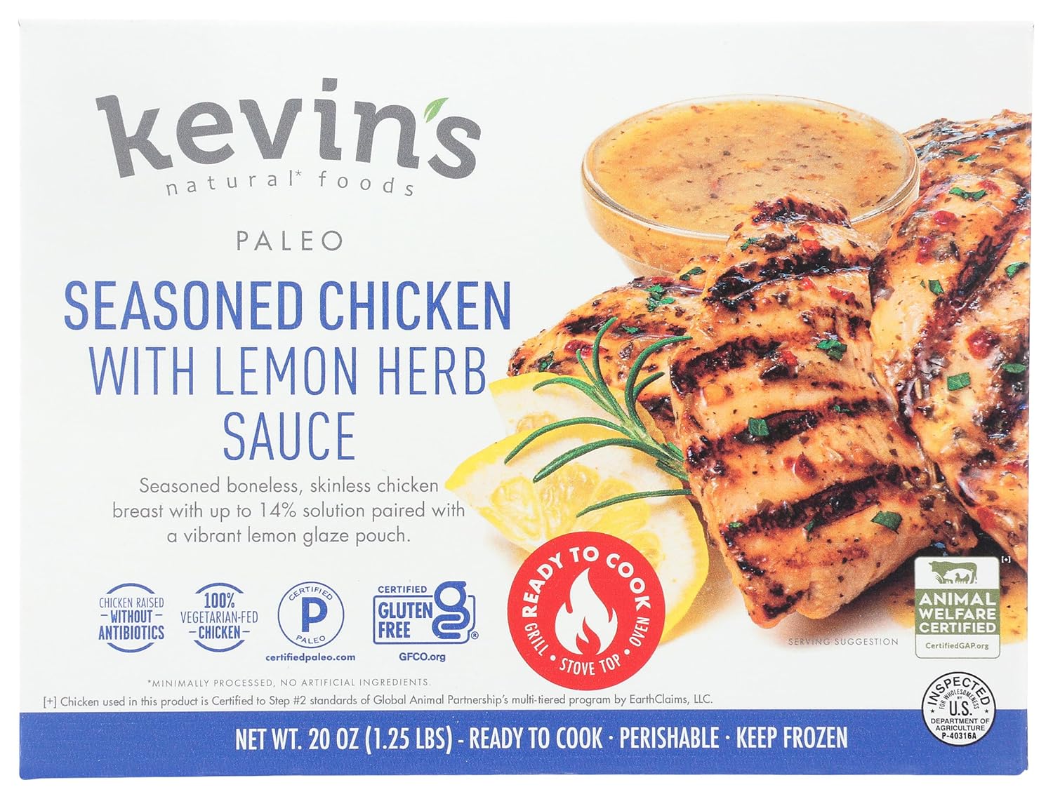 Amazon.com: Kevin's Natural Foods Seasoned Chicken with Lemon Herb ...