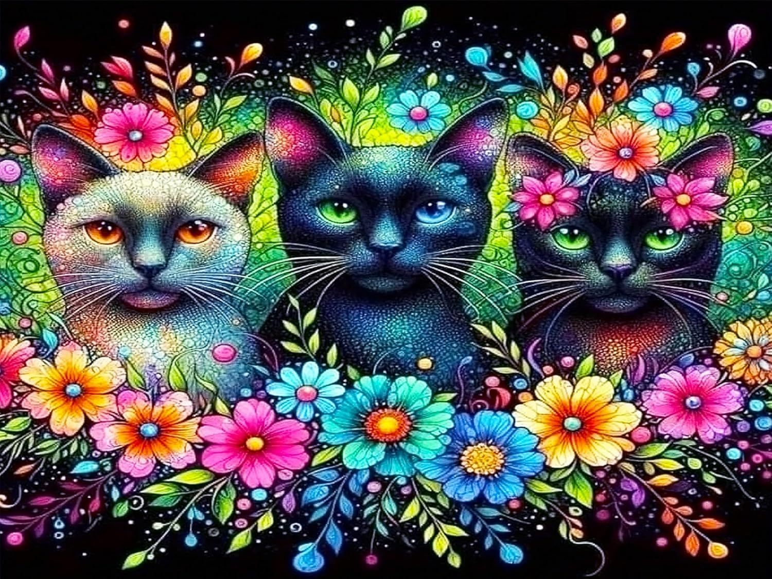 Amazon.com: igoodom Cat Diamond Painting Kit for Adults, Black Cat ...