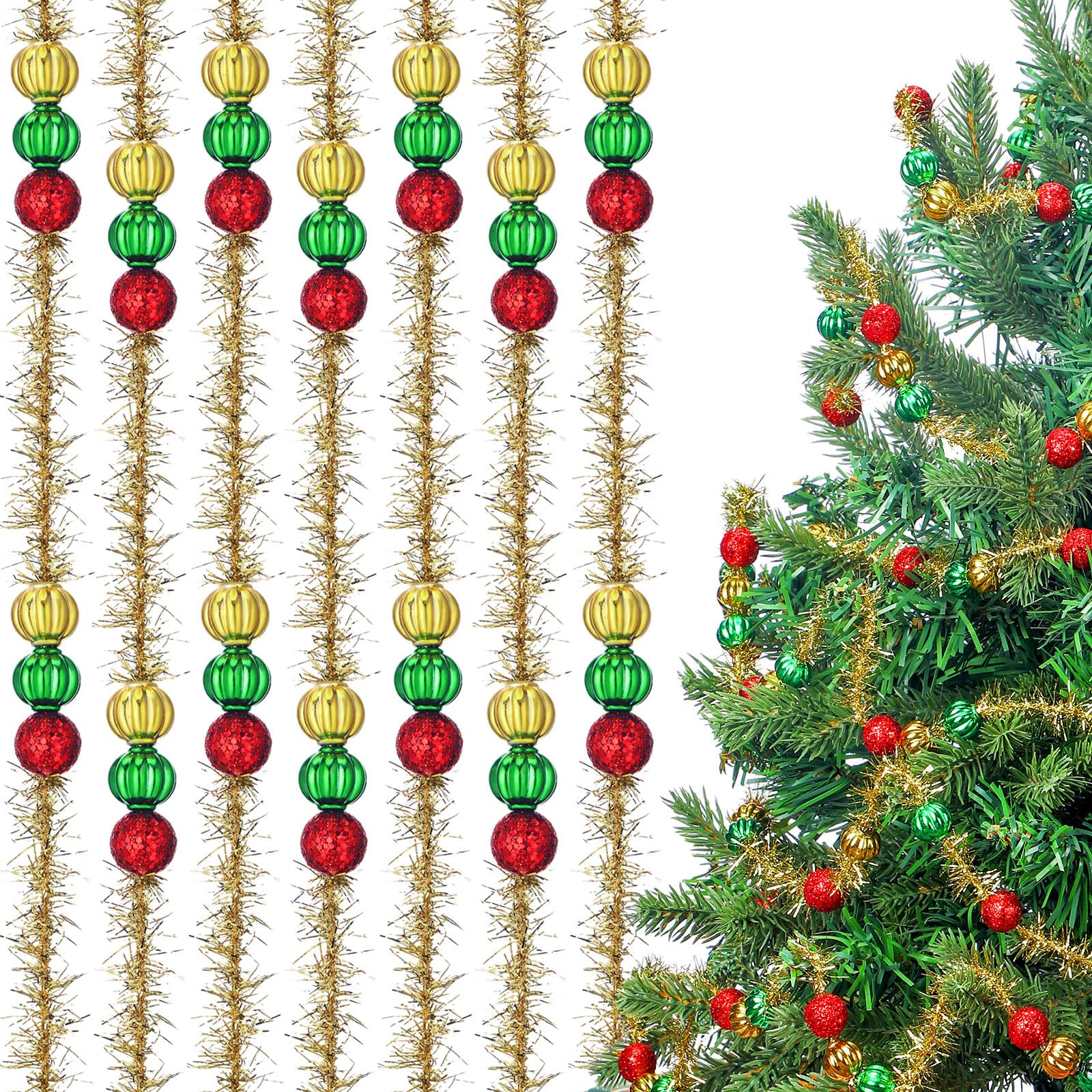 Amazon.com: Jutom 20 ft Christmas Vintage Beaded Tinsel Garland ...