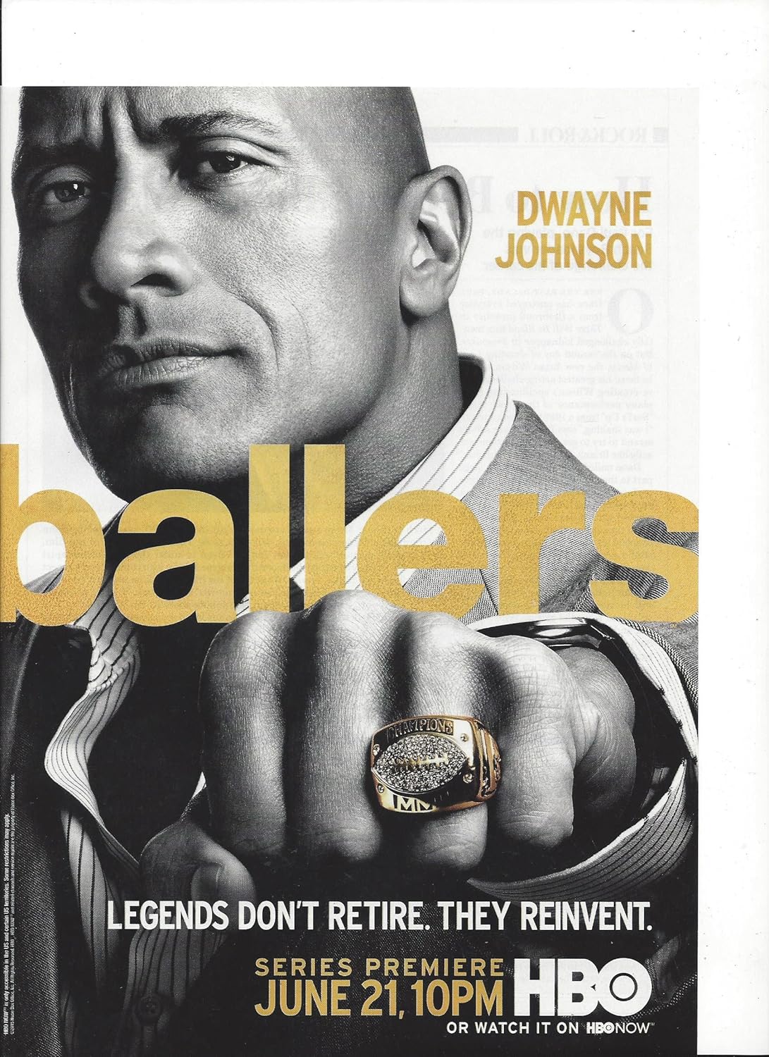 Amazon.com: -PRINT AD- With Dwayne Johnson The Rock For Ballers 2015 TV ...
