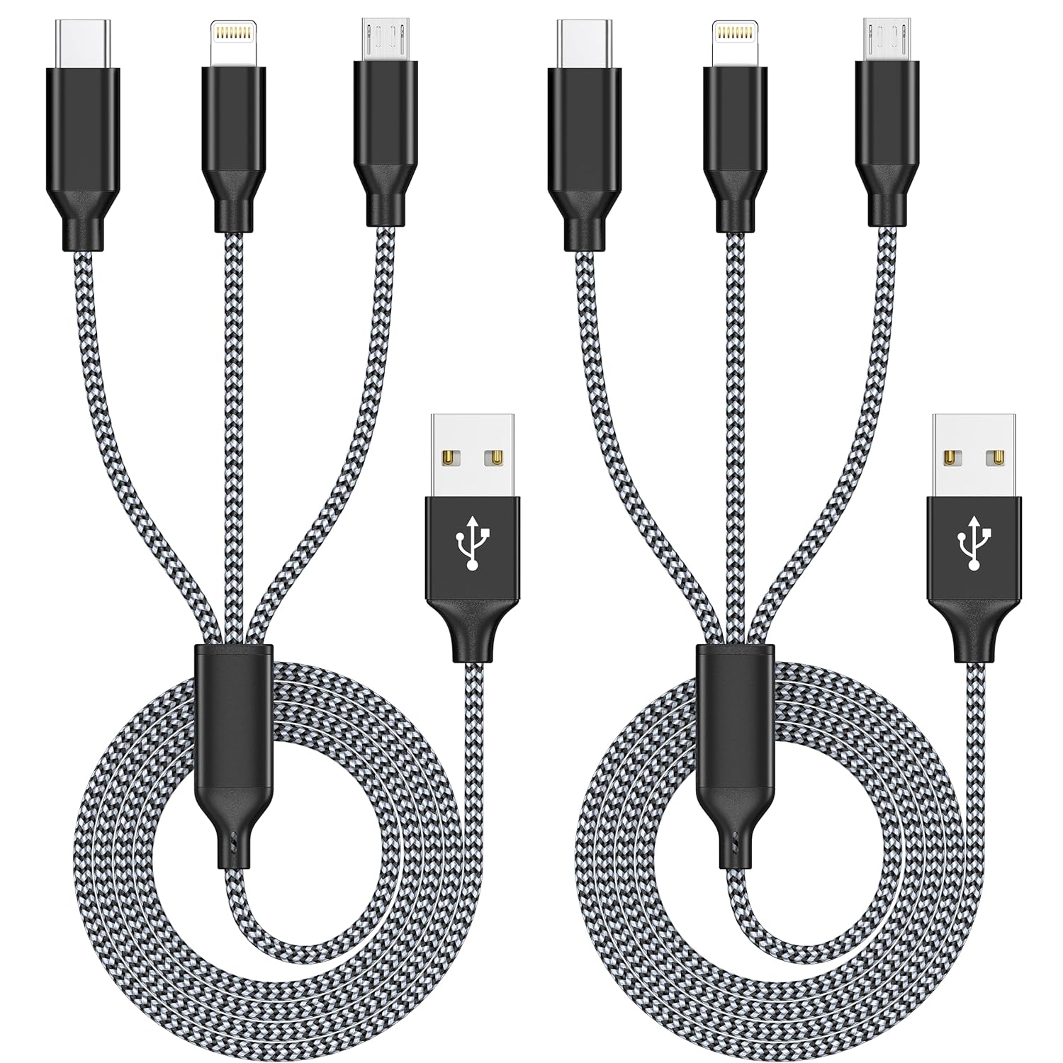 Amazon.com: 3 in 1 Multi Charging Cable Apple MFi Certified 4FT Nylon ...