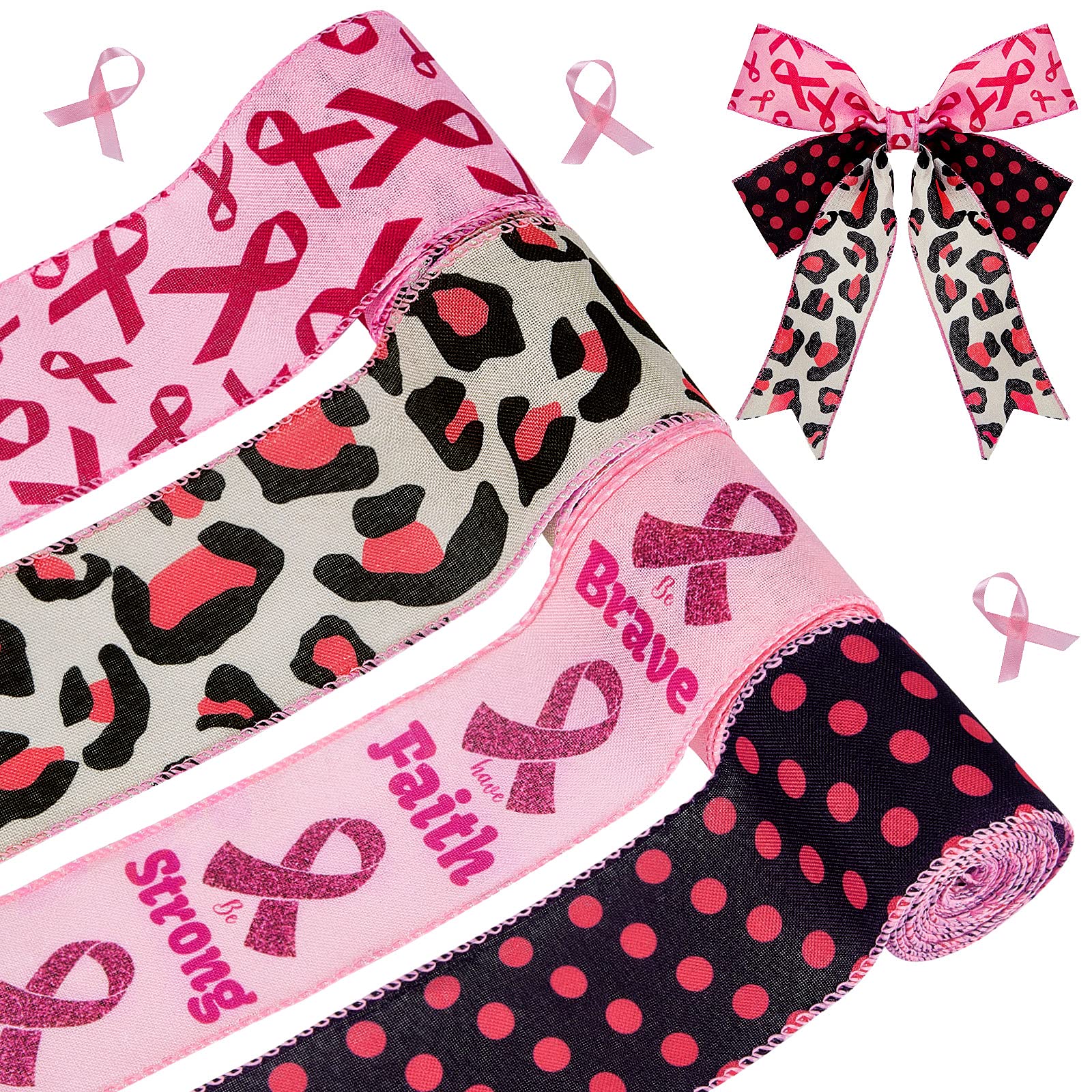 Amazon.com: 24 Yards Breast Cancer Awareness Wired Ribbon Pink ...