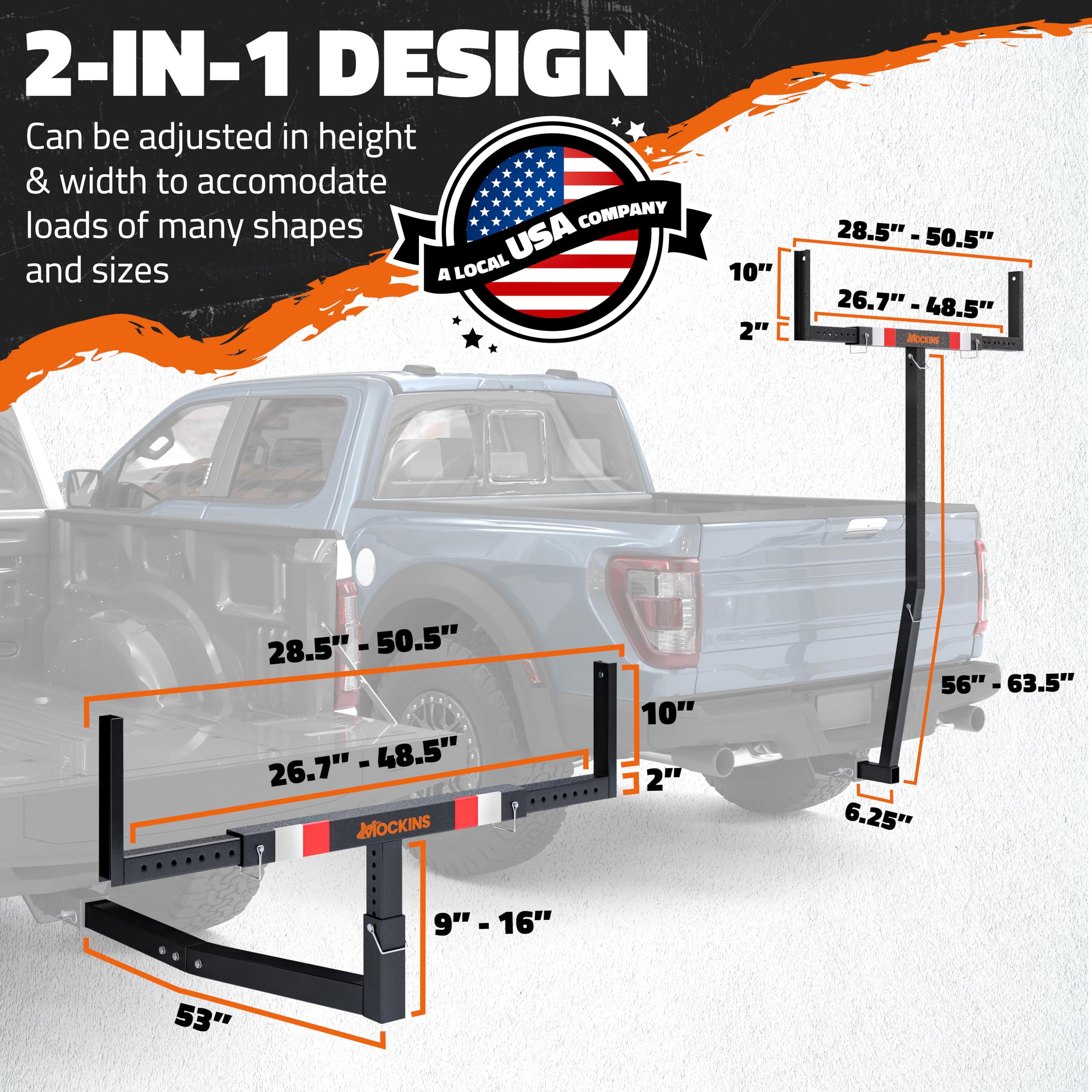 Snapklik.com : Mockins 750 Lbs Cap Truck Bed Extender Hitch Mount 2-in ...
