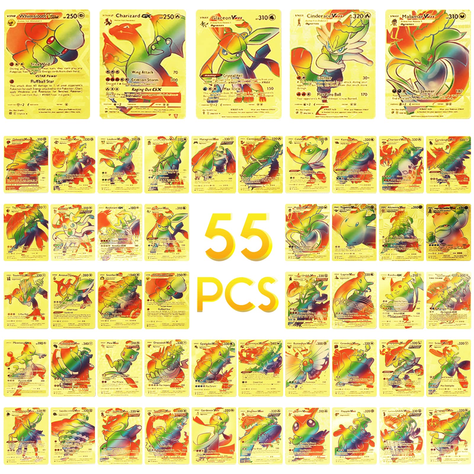 Buy 55 Gold Foil Rare Cards Including Assorted Rare Leaf Cards (Vmax ...