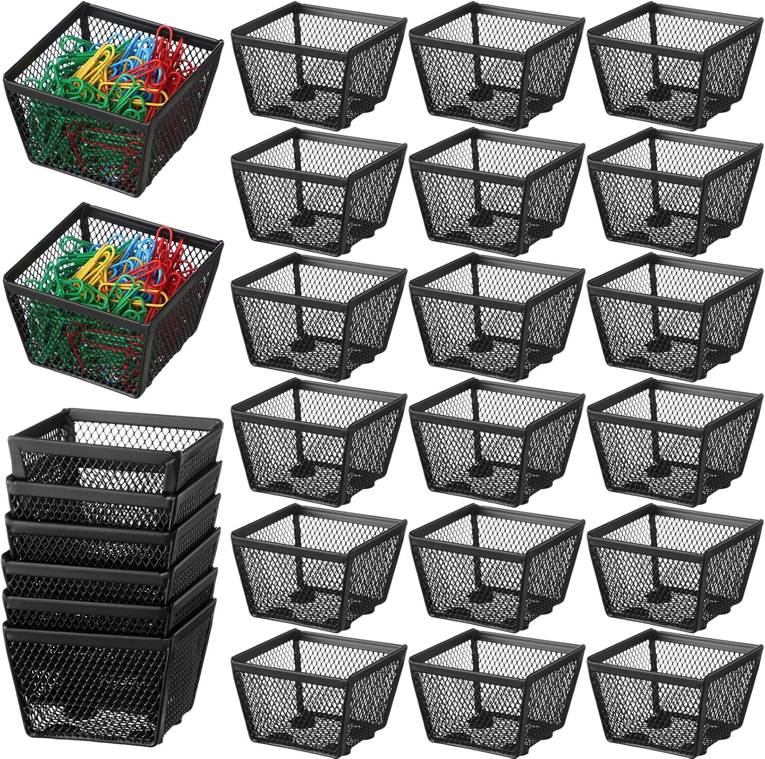 Fulmoon Paper Clip Holder Bulk Stackable Mesh Paper Clip Holder Black ...