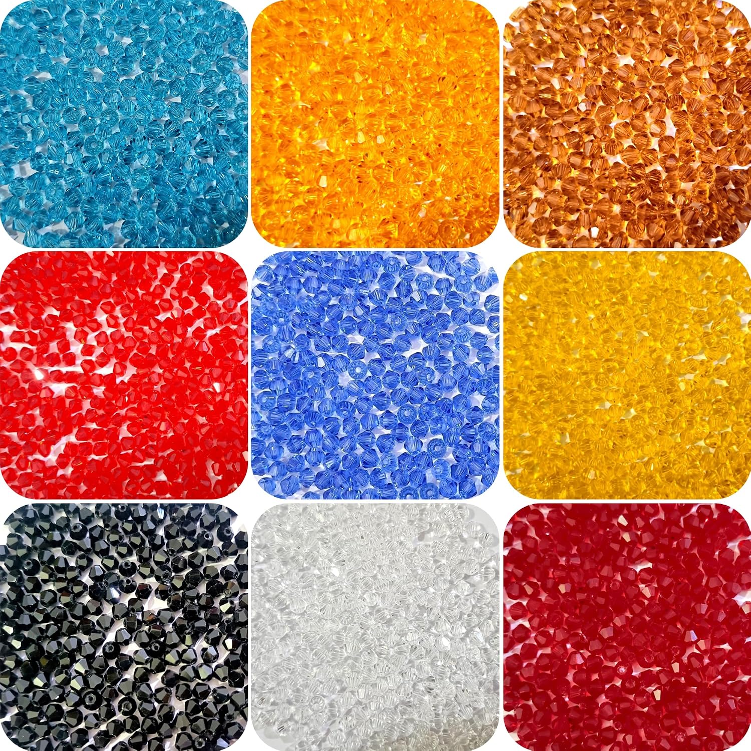 Kwizy Crystal Glass Bicone Beads Combo 900 Pcs for Craft and Jewellery ...
