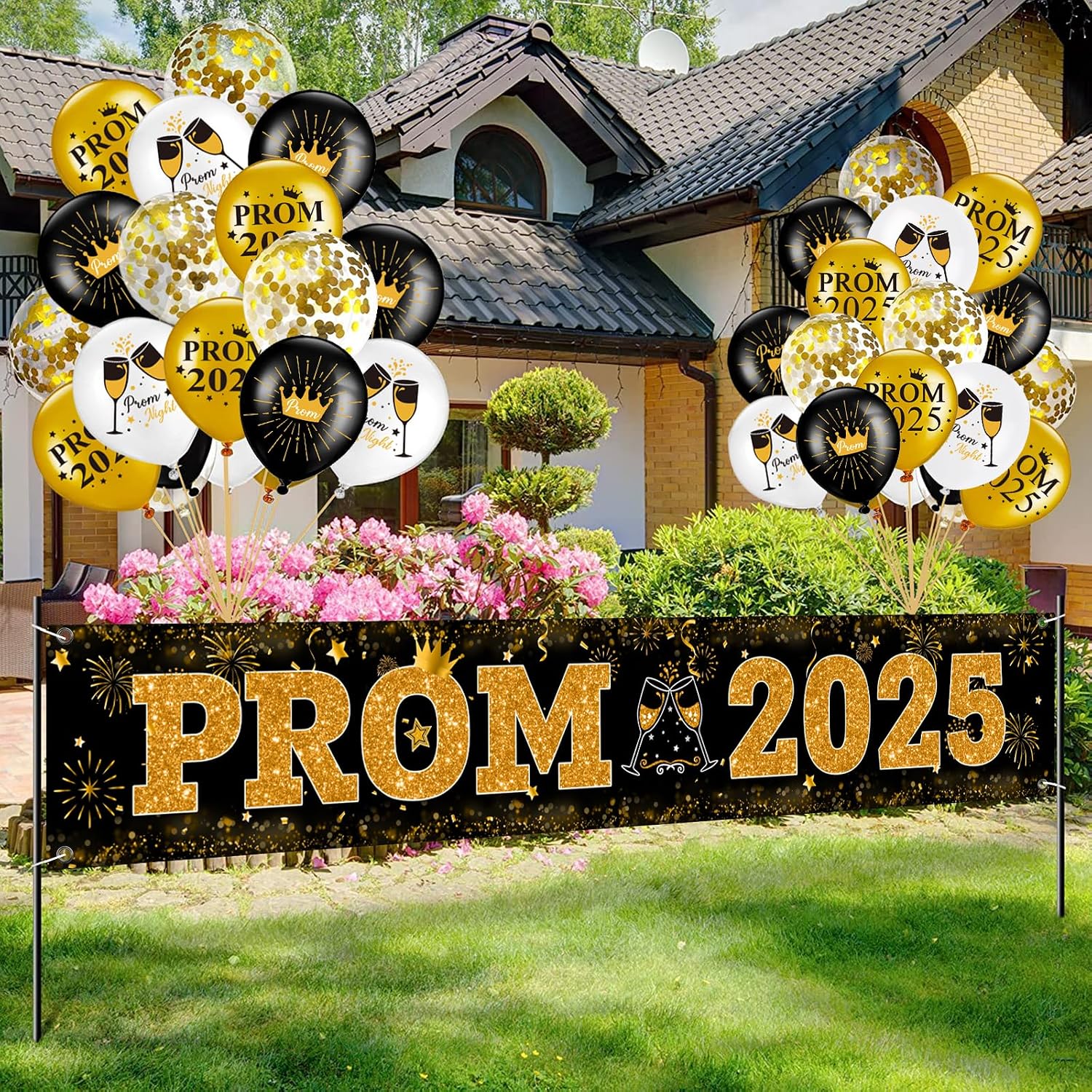 Amazon.com: Graduation Prom Banner Decorations for Party 2025, Black ...