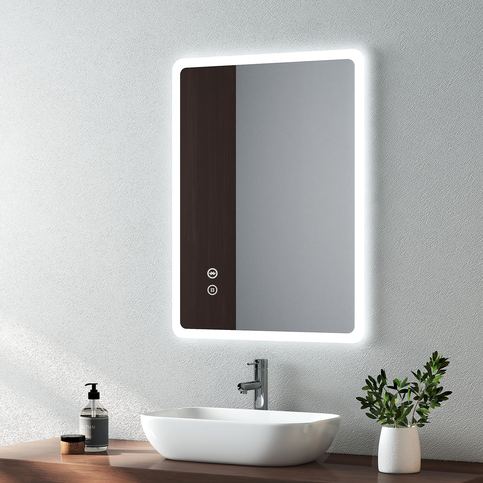 EMKE 450 X 600 mm Backlit Illuminated Bluetooth Bathroom Mirror with ...