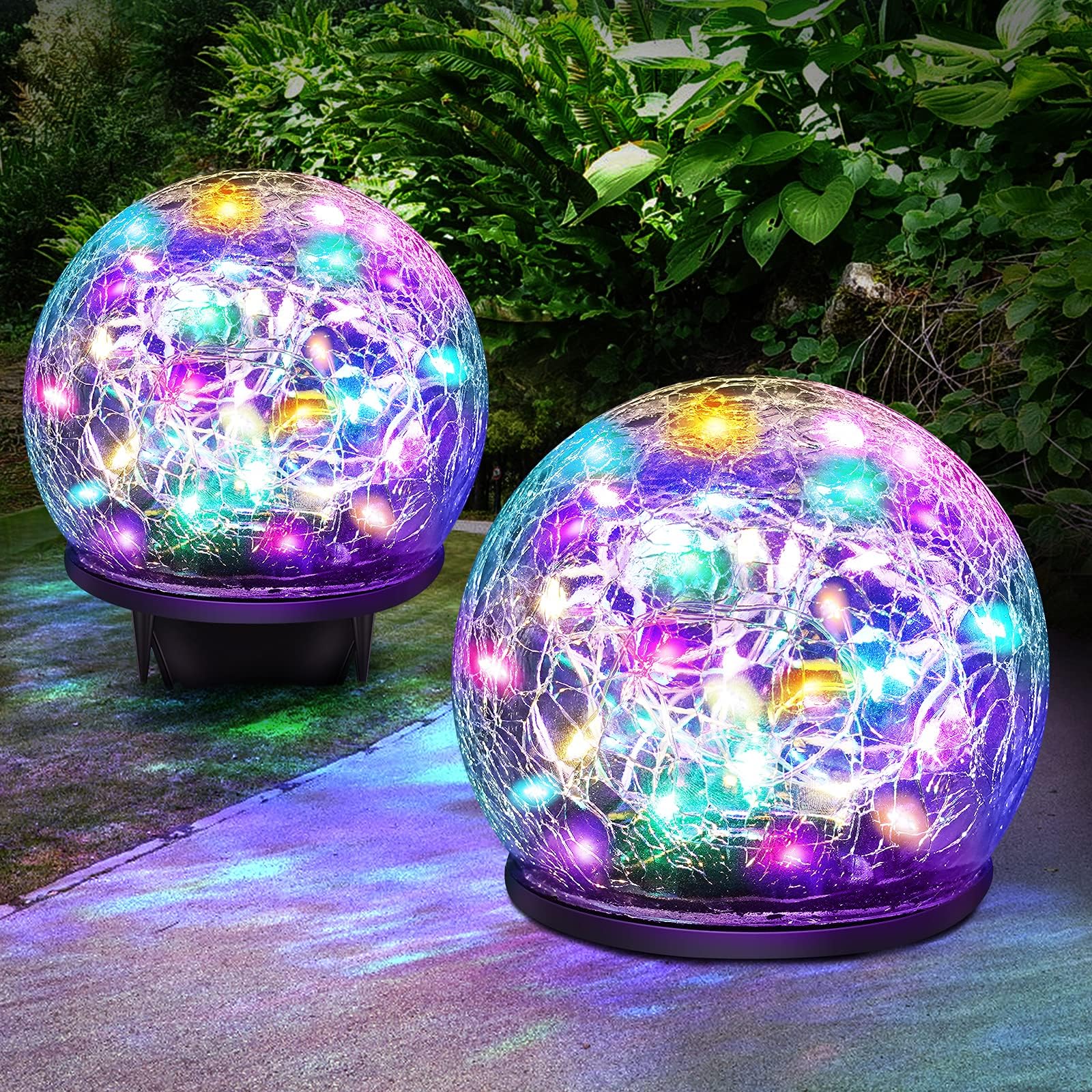 FANOAULEA 8 Inch Solar Ball Light, Outdoor Glow Globe Lights Table Lamp ...