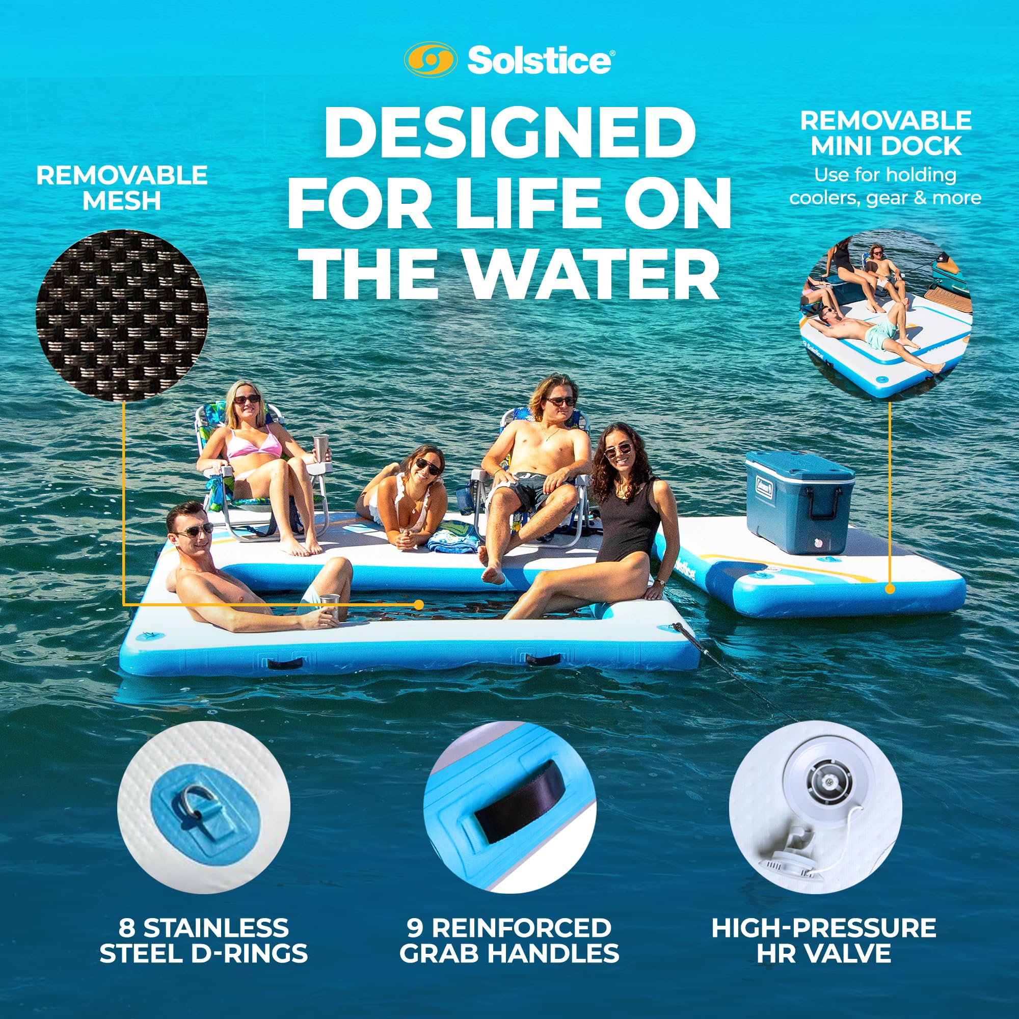 Snapklik.com : SOLSTICE 8-Person Rectangle Mesh Inflatable Dock ...