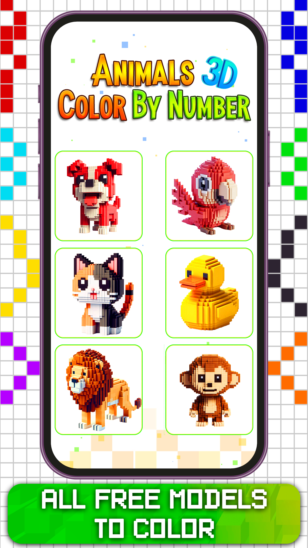 Animals 3D Color By Number - Voxel Paint Art Zoo Book - App on Amazon ...
