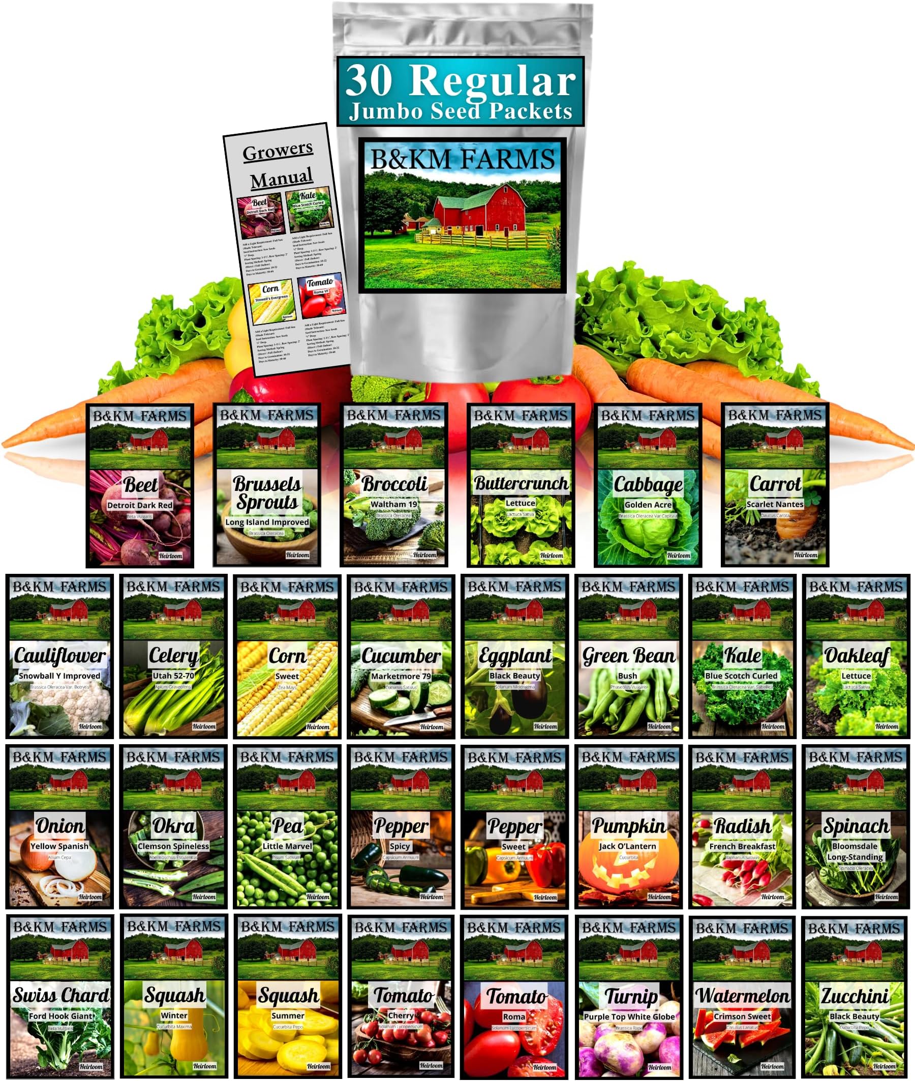 Amazon.com : Set of 43 Assorted Vegetable & Herb Seed Packets - Over ...