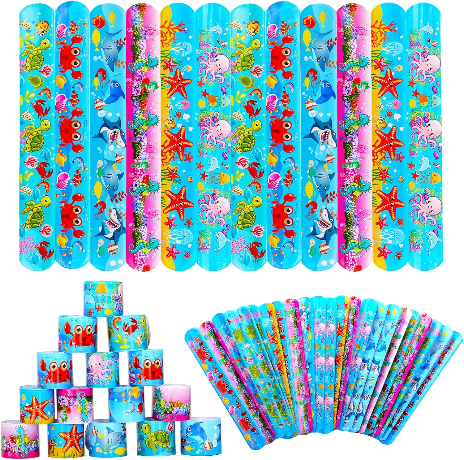 Amazon.com: NENMATTE Ocean Animal Slap Bracelets for Party Favors,24PCS ...