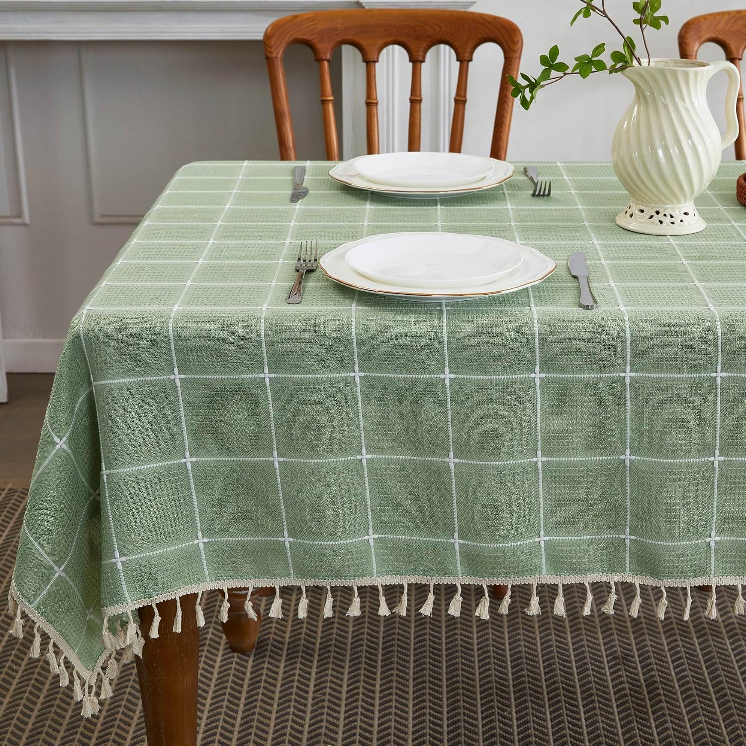 Amazon.com: cusugbaso Sage Green Tablecloth 52x70 Inches, Spill-Proof ...