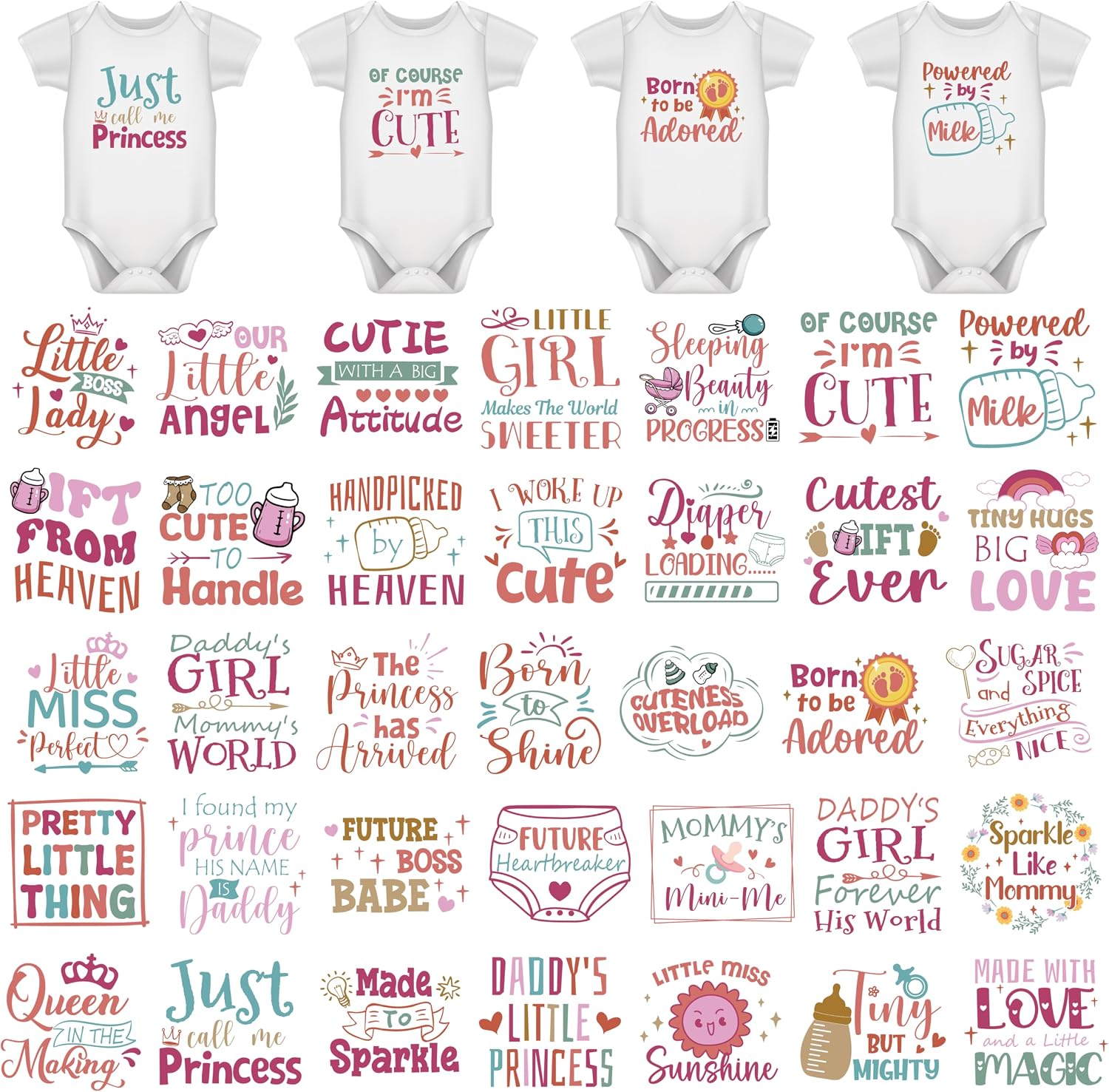 Amazon.com: HiTransfer Iron on Decals for Clothing, 36 Sheets, Baby ...