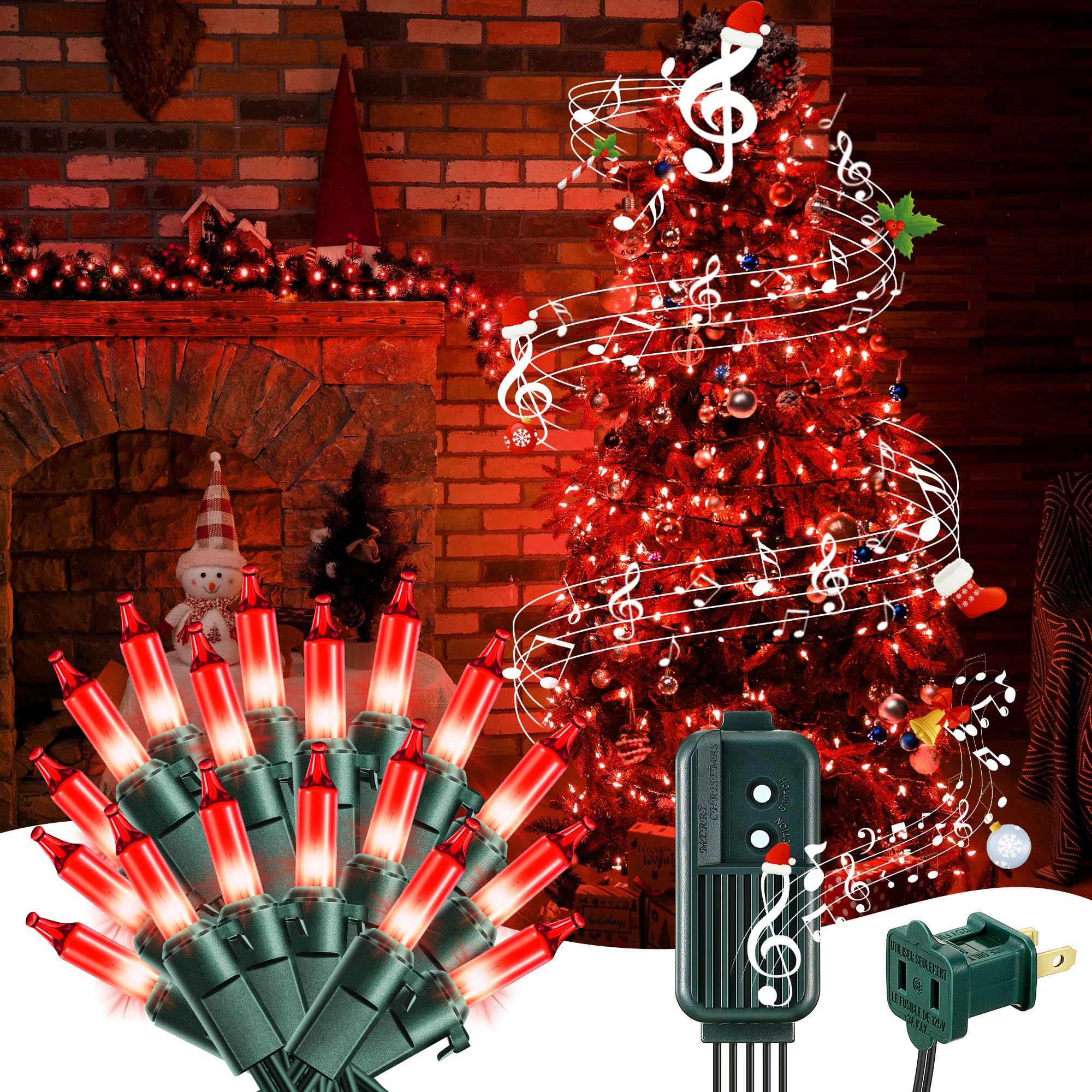 Amazon.com: Enhon 280 Bulbs 65ft Musical Christmas Lights, Christmas ...