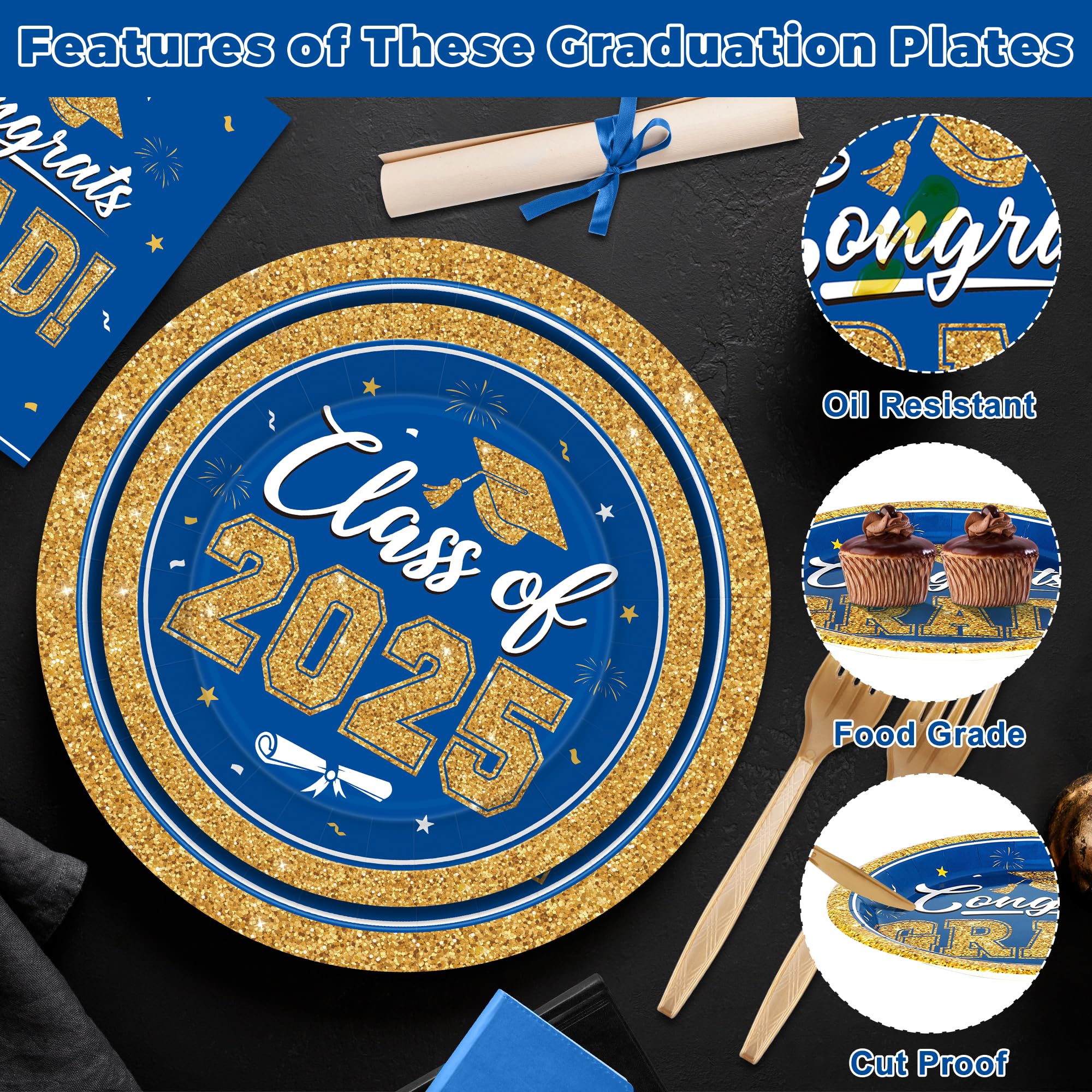 Snapklik.com : 50 SET Graduation Decoration Class Of 2025, Blue And ...