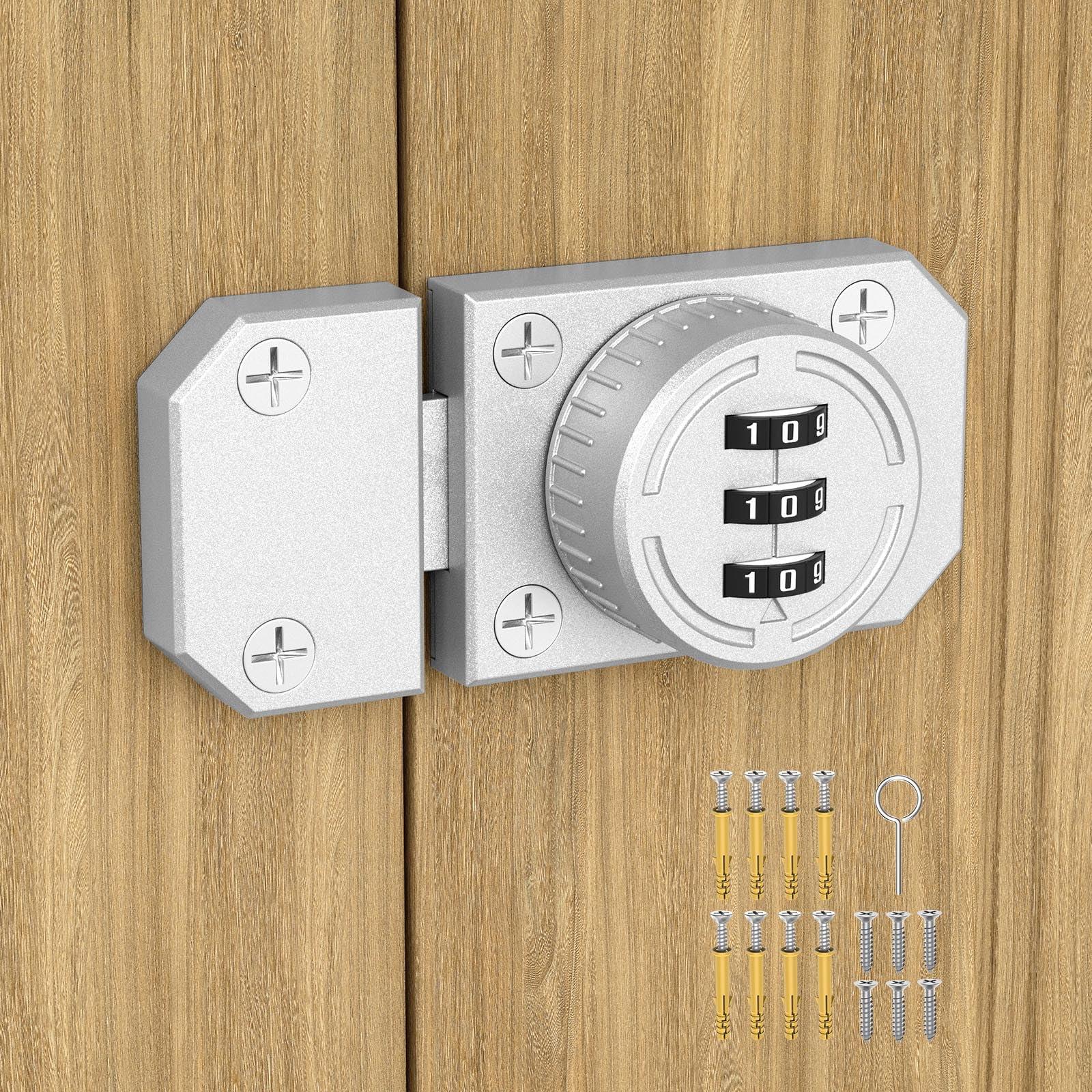 Keyless Cabinet Lock, Mechanical Rotary 3-Digit Combination Door Lock ...