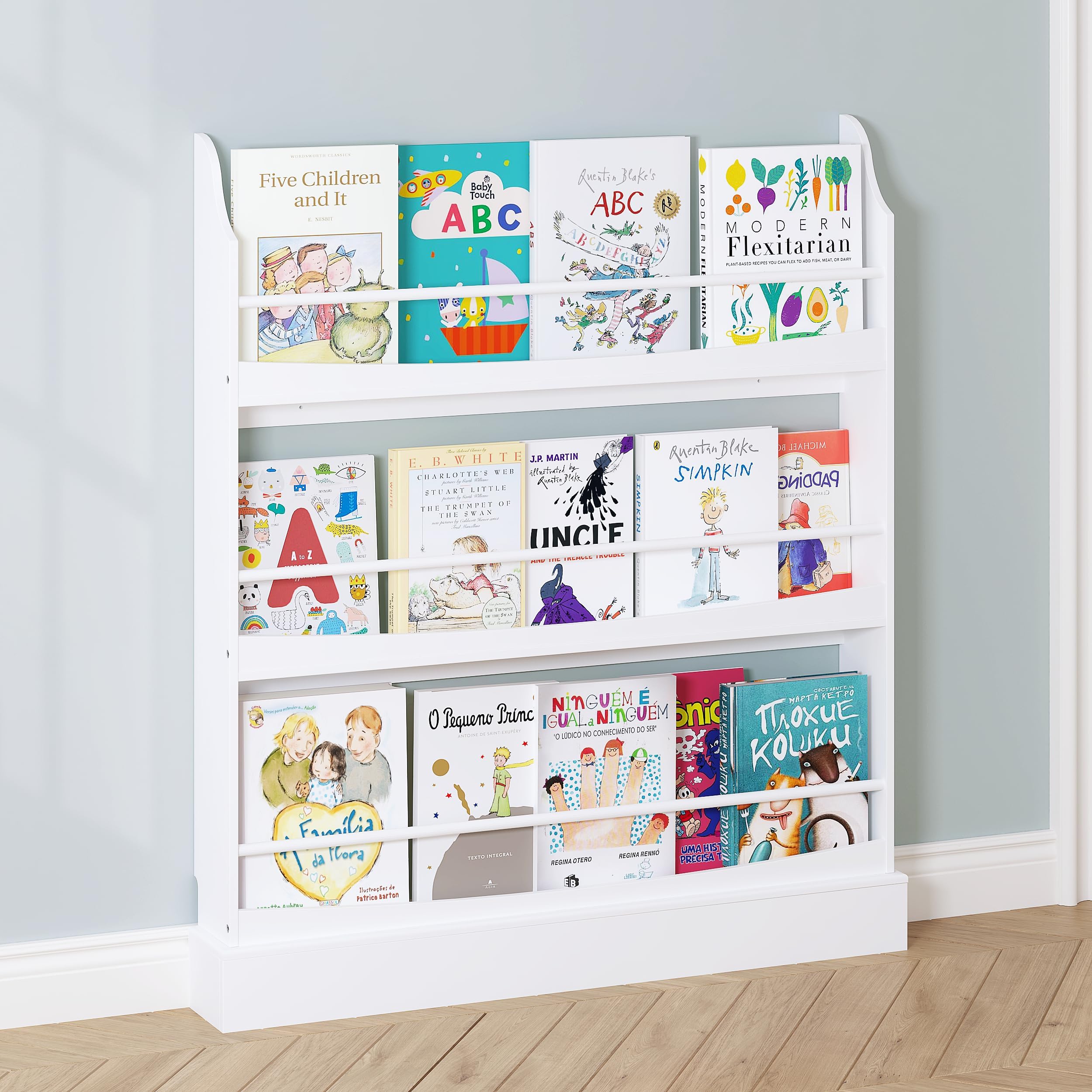 Amazon.com: 3 Sprouts Recycled Fabric Kids Bookshelf – 4-Tier Sling ...