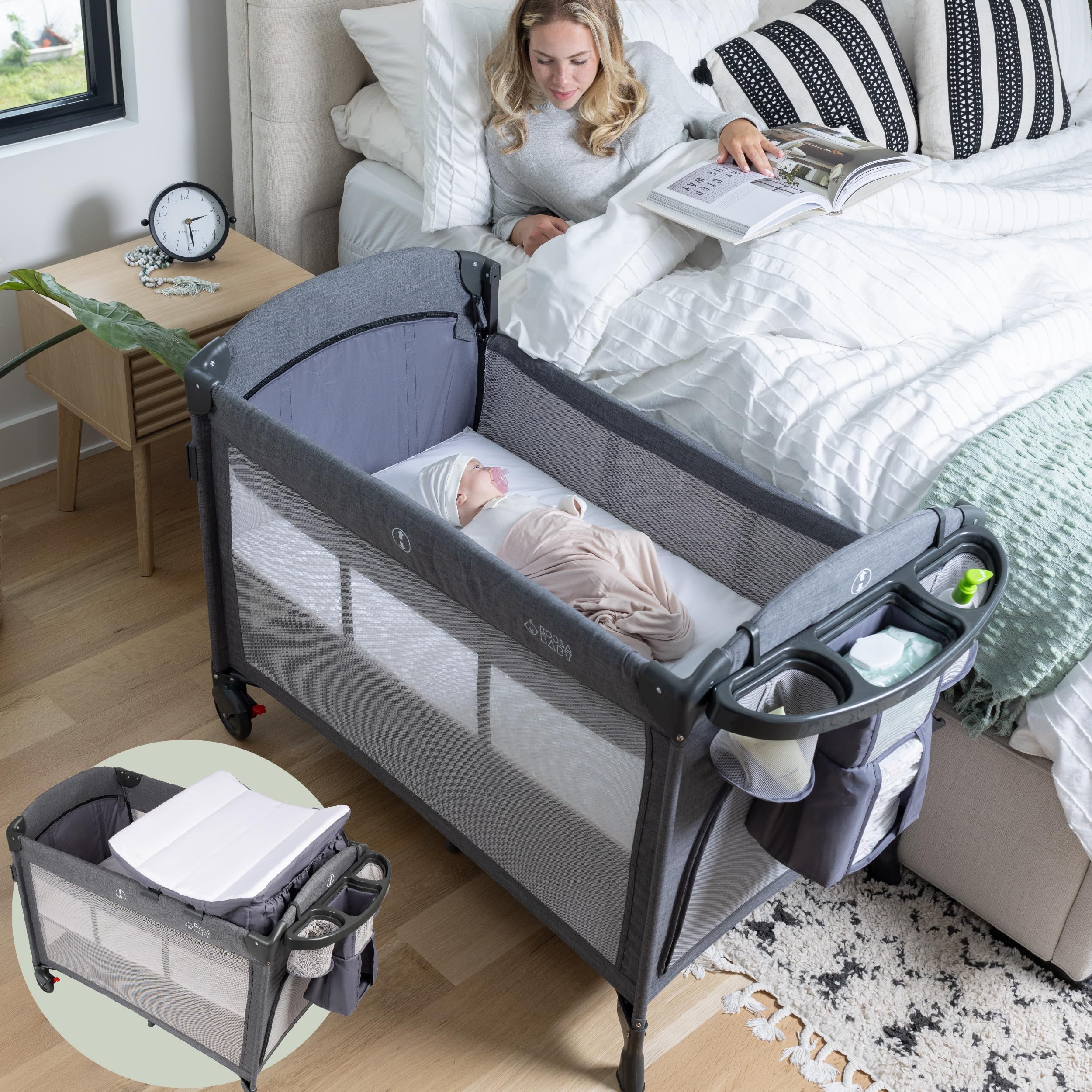 Amazon.com : 4-in-1 Baby Bassinet - Bedside Crib Sleeper, Pack and Play ...