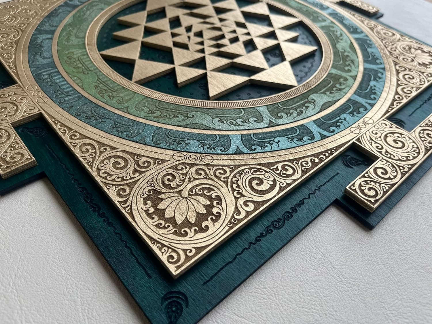With motif Sri Yantra Wall Art Laser Cut, Sacred Geometry, Sri Chakra ...