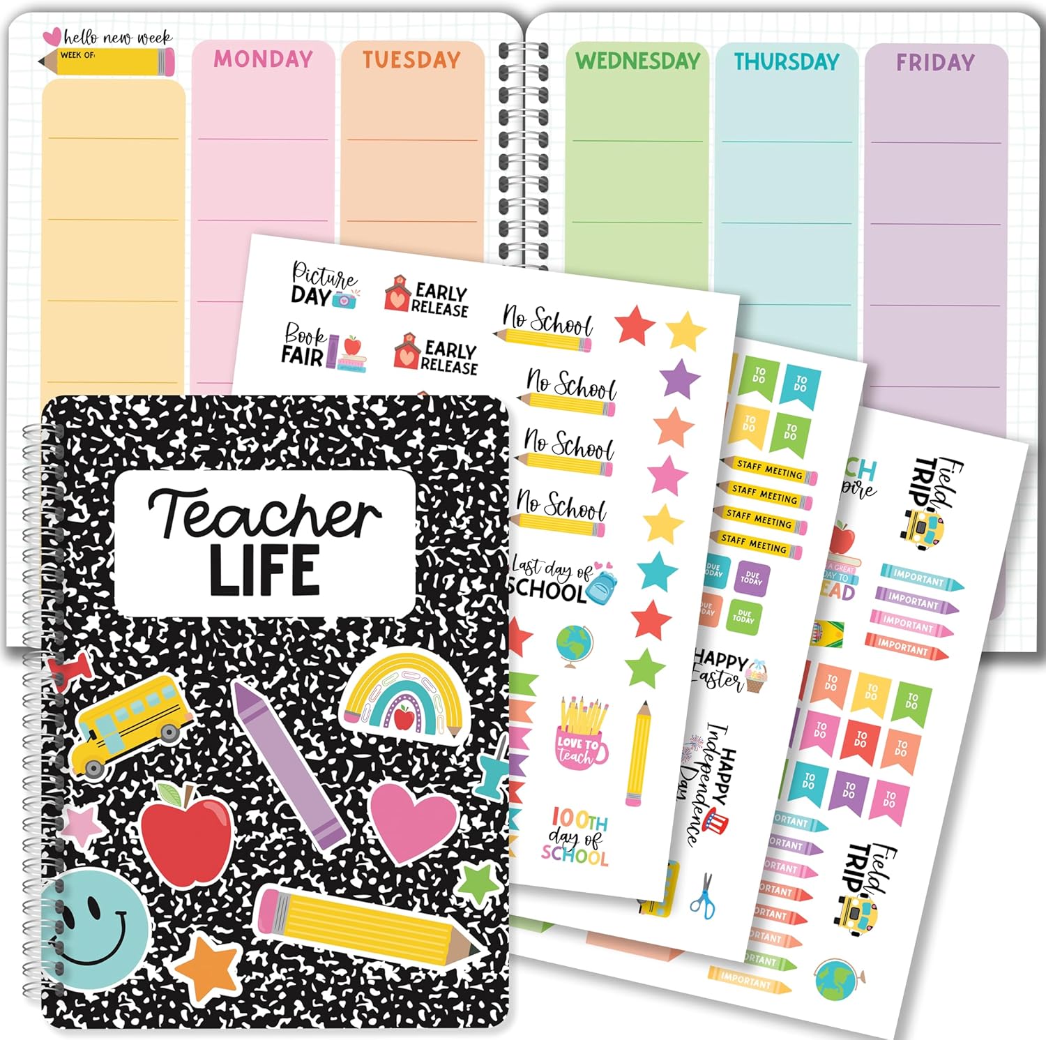 Amazon.com : Colorful Undated Teacher Planner 2024-2025 - Homeschool ...