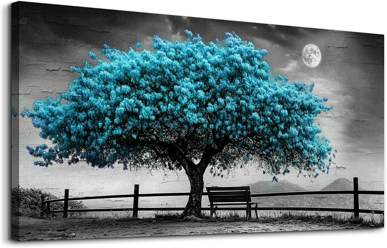 Amazon.com: KELIYUAN Blue Tree Of Life Canvas Painting Living Room ...