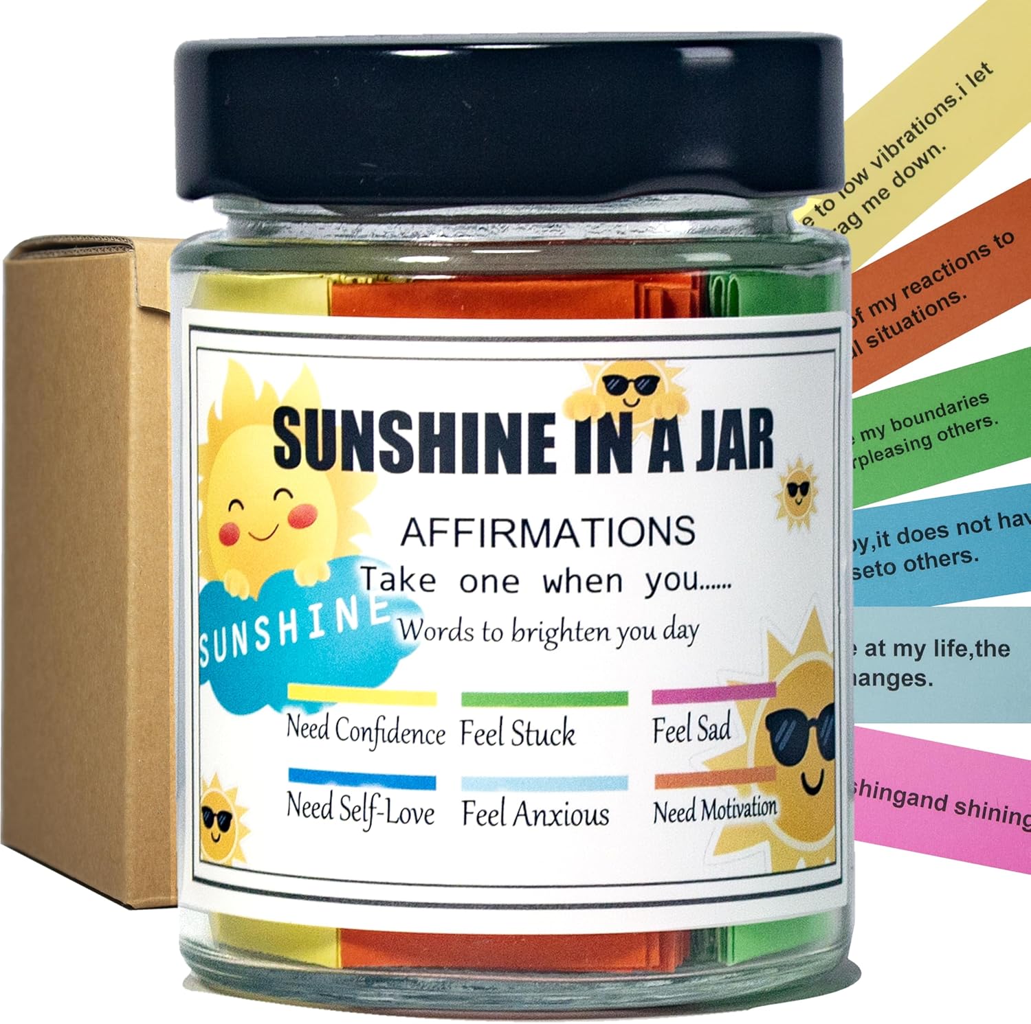 Amazon.com: Sunshine in Glass Jar Positive Affirmation Cards for ...