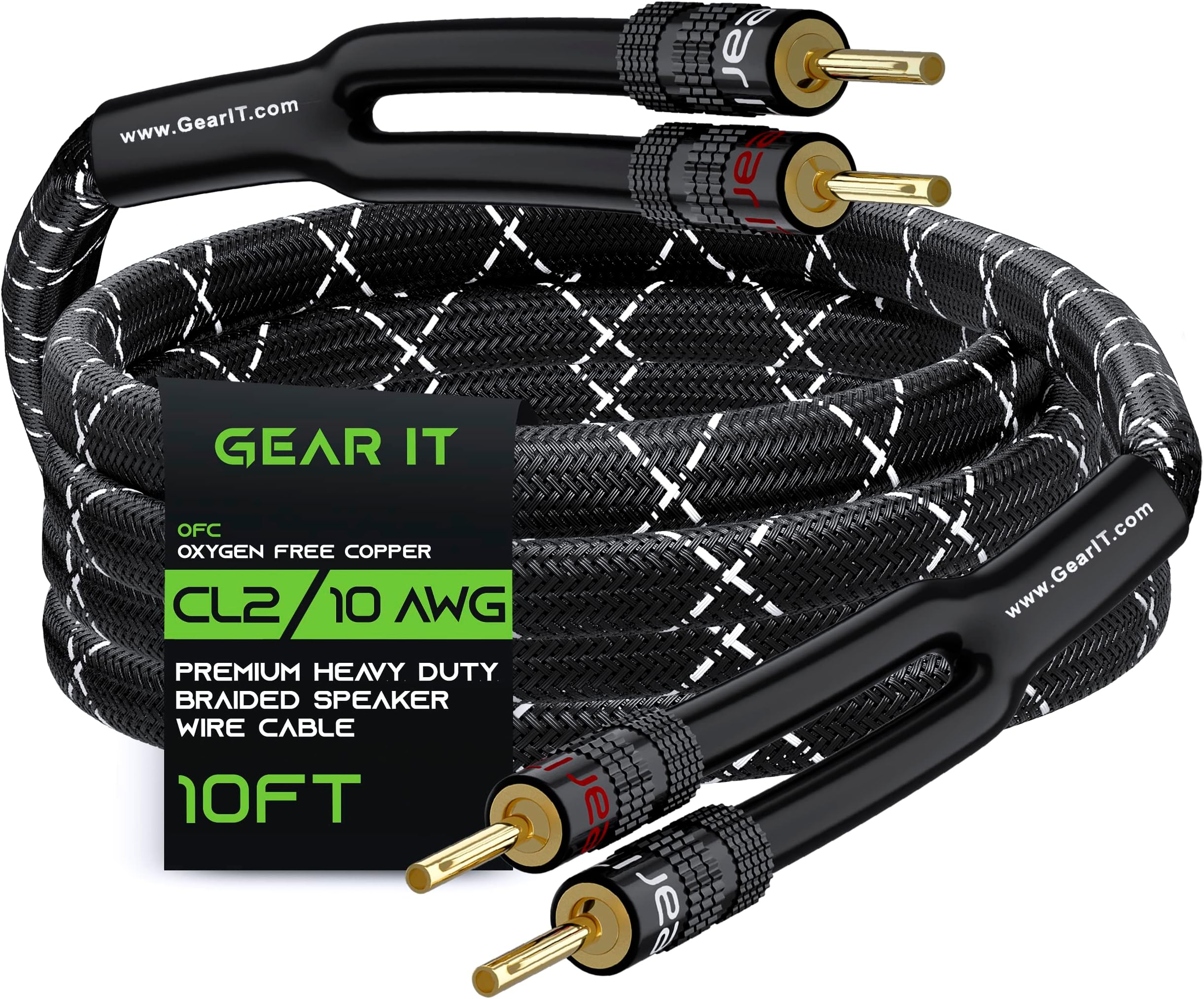 2 Pack Bi-Wire Speaker Cable, Home Theater Premium Speaker Cable Wire ...