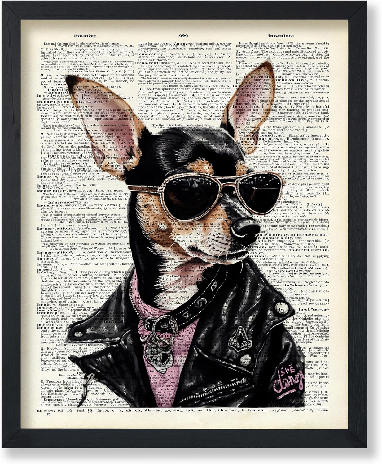 Poster Master Póster artístico de diccionario Chihuahua con gafas de ...