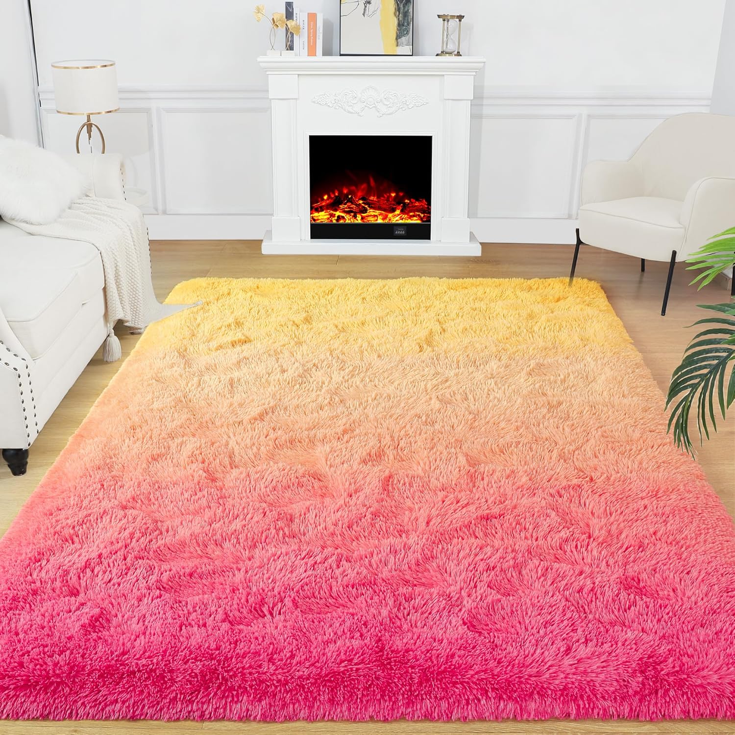 Amazon.com: Noahas Rugs for Bedroom,Yellow and Pink 4x6 Kids Carpet ...