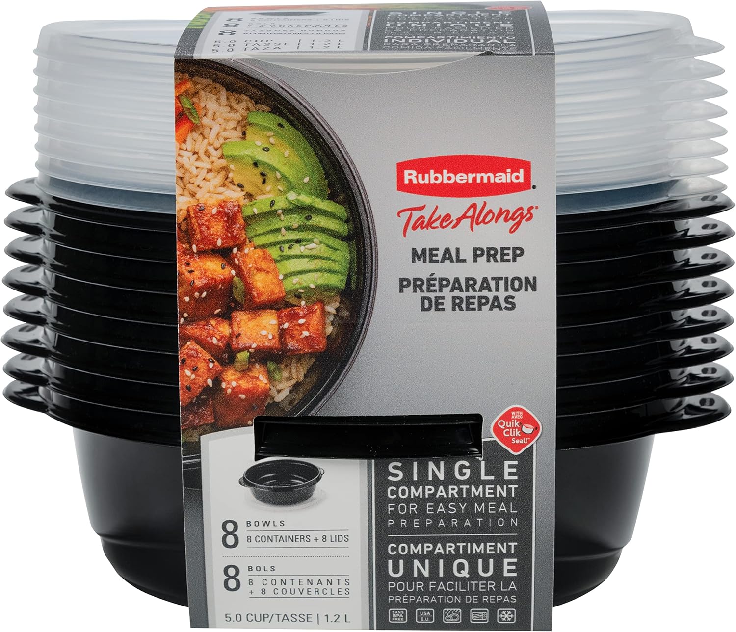 Amazon.com: Rubbermaid TakeAlongs Food Storage Containers, 5 Cup, 8 ...