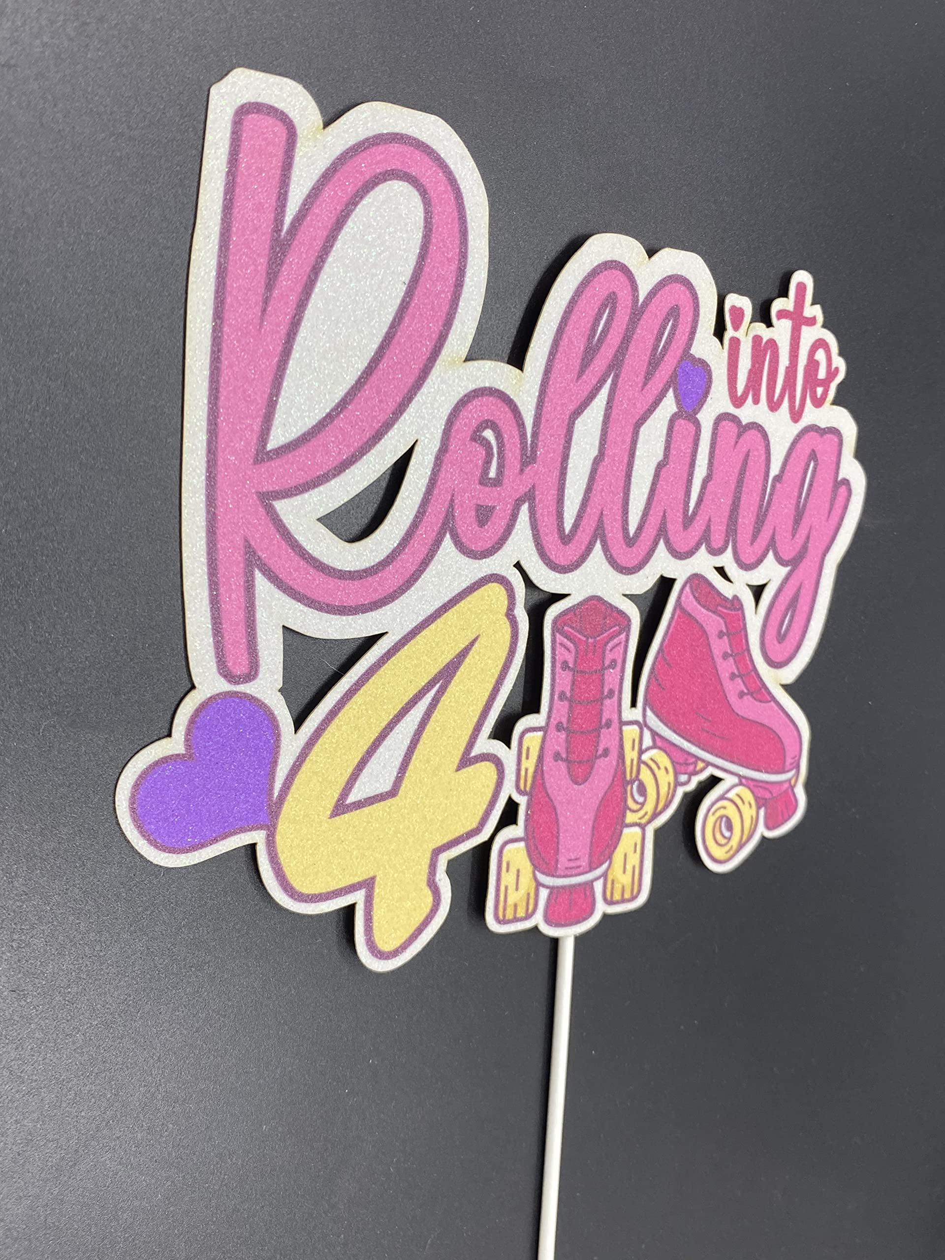 Snapklik.com : Roller Skating 4th Birthday Cake Topper - Rolling Into 4 ...